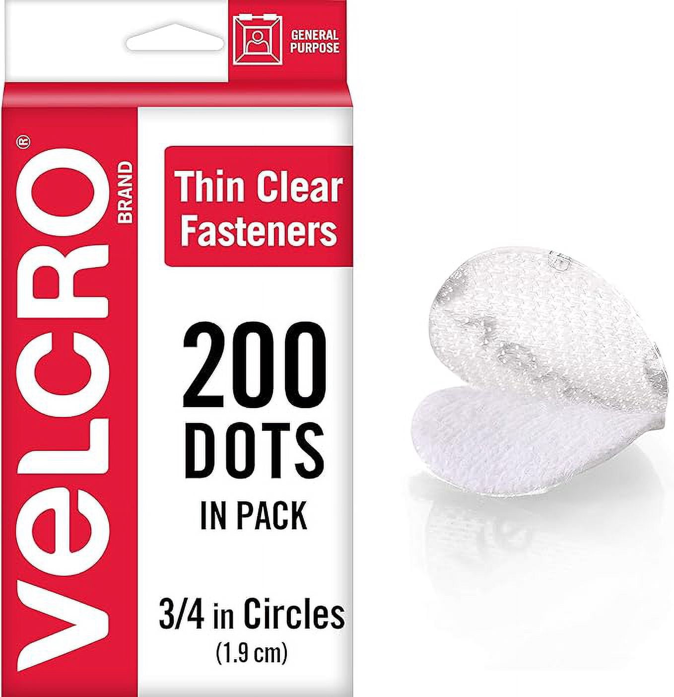 VELCRO Brand Thin Clear Dots with Adhesive | 200Pk | 3/4" Circles | For ...