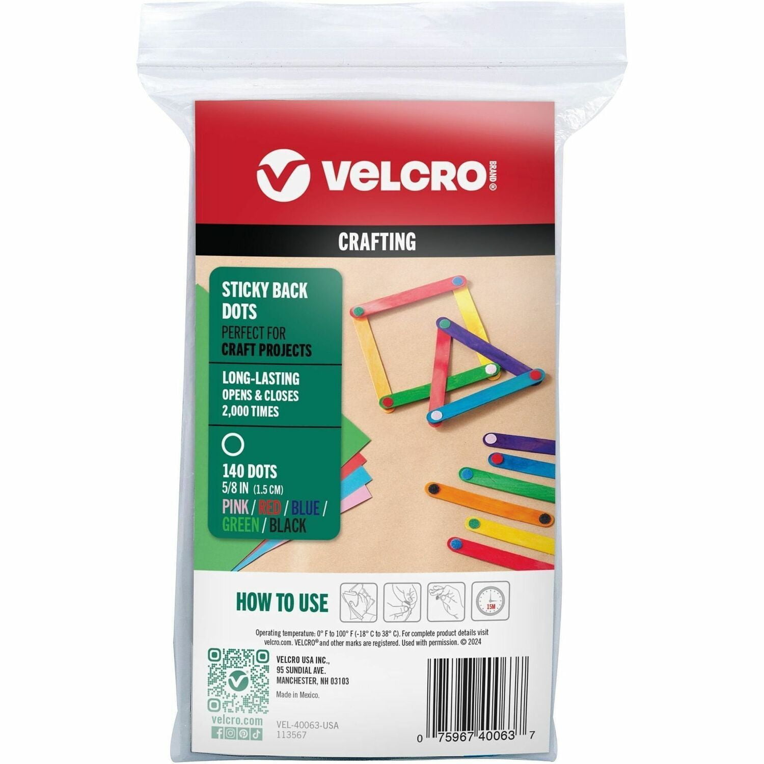 VELCRO(R) Brand Sticky Back Dots .625" 140/Pkg-Multicolored - Walmart ...