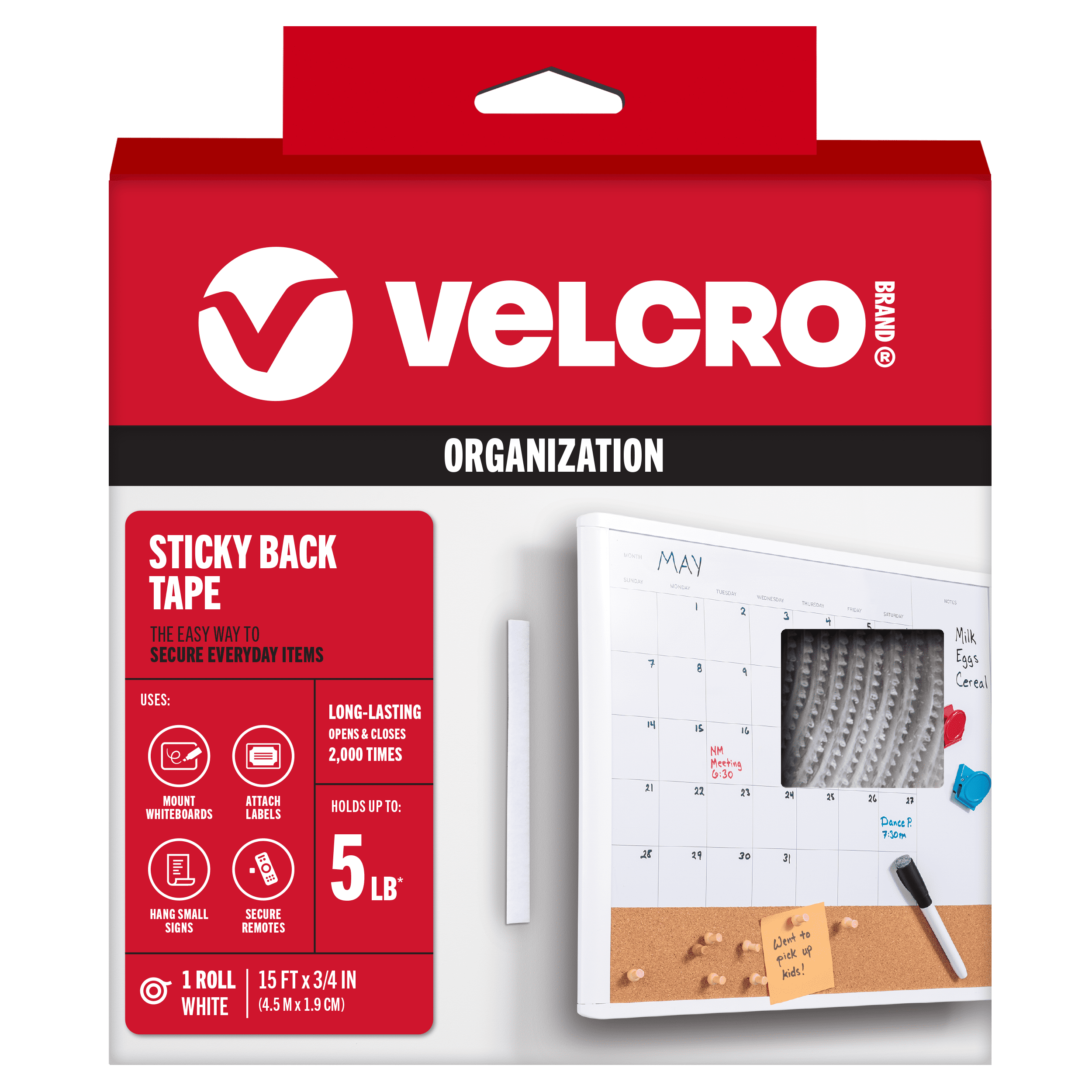 VELCRO Brand Sticky Back Tape, 15ft x 3/4in Roll, White - Walmart.com