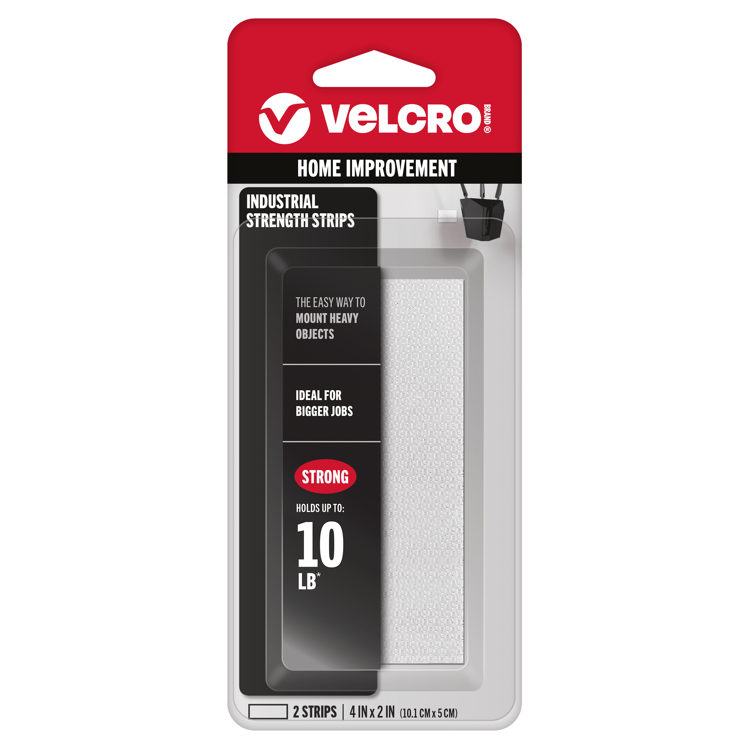VELCRO Brand VEL90199 Industrial Strength Indoor Outdoor Use Superior Holding Power on Smooth Surfaces Black 4in x 2in Strips Walmart