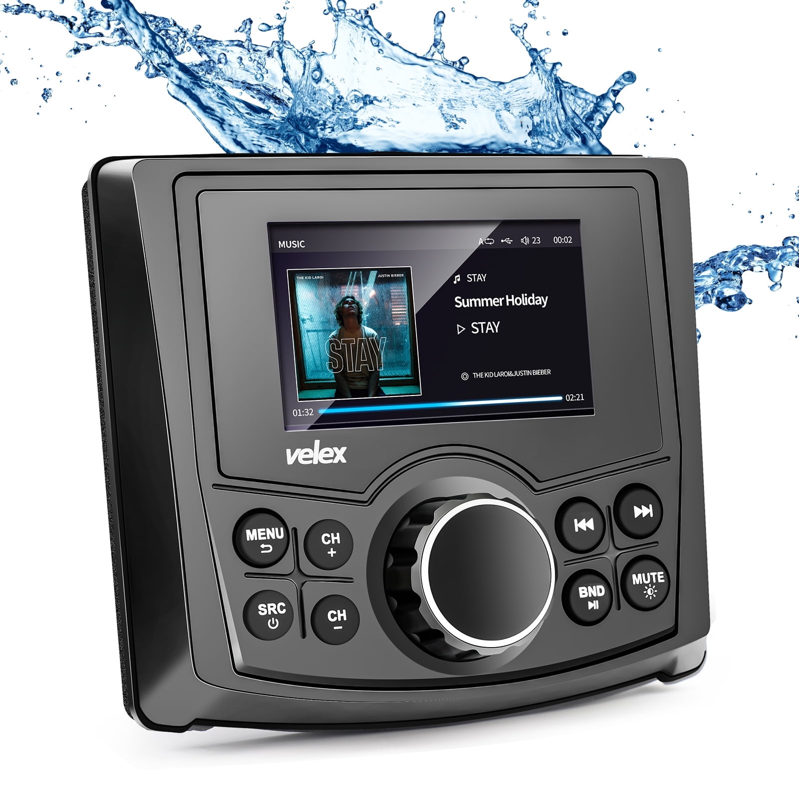 VELEX Marine Stereo, Audio Video Player FM/AM with Bluetooth Streaming, for Yacht, Boat, UTV ...