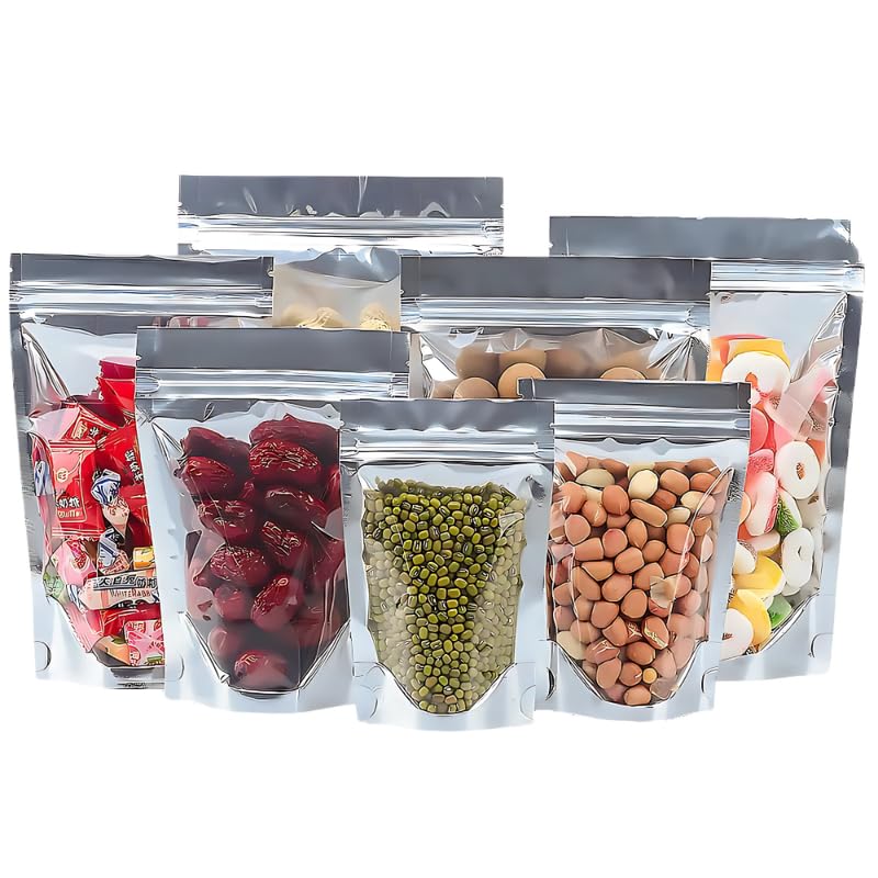 VELEXE Silver Transparent Zip Lock Storage Stand Up Pouches 120mm170mm ...