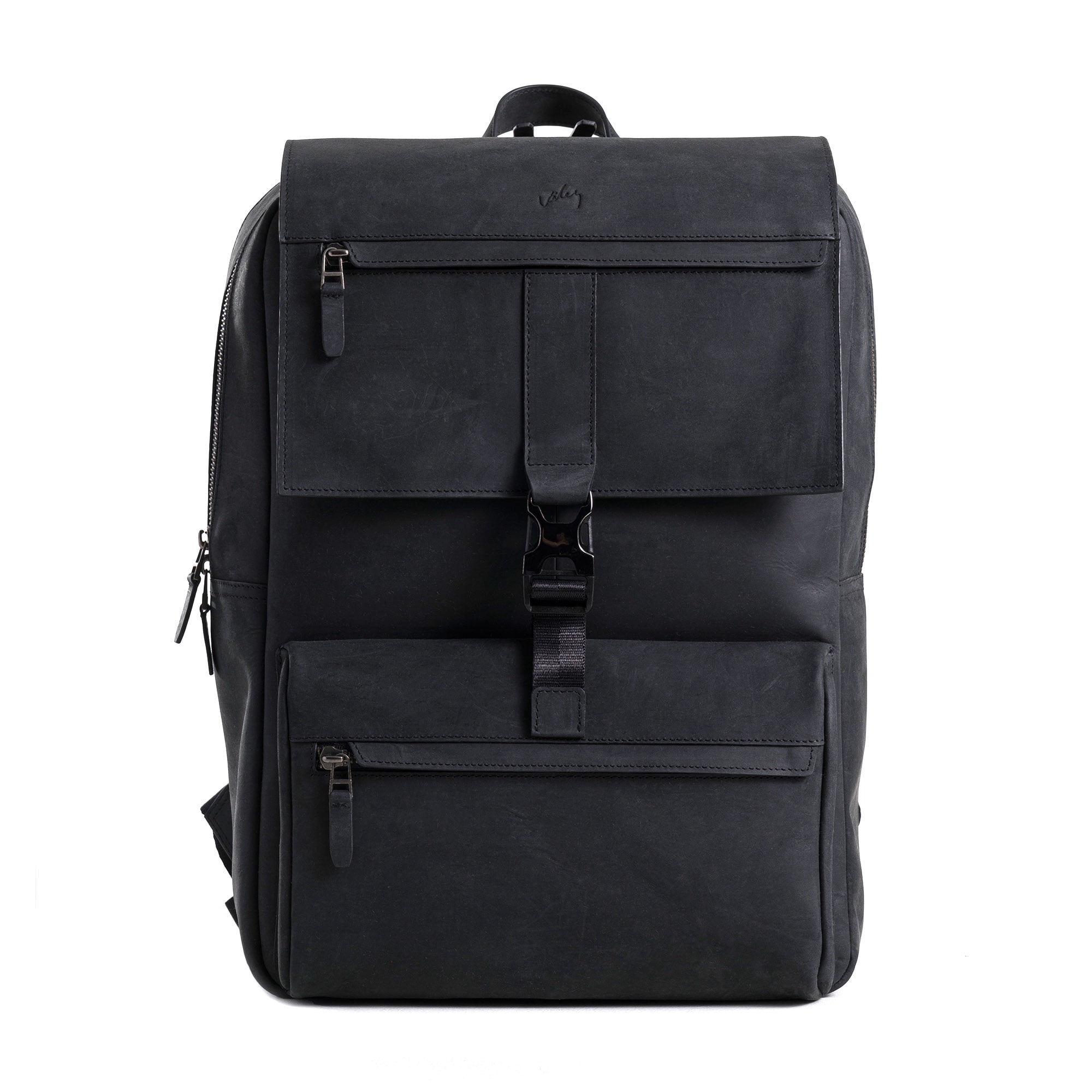 VELEZ Black Top Grain Leather Laptop Backpack for Men Mens Vintage ...