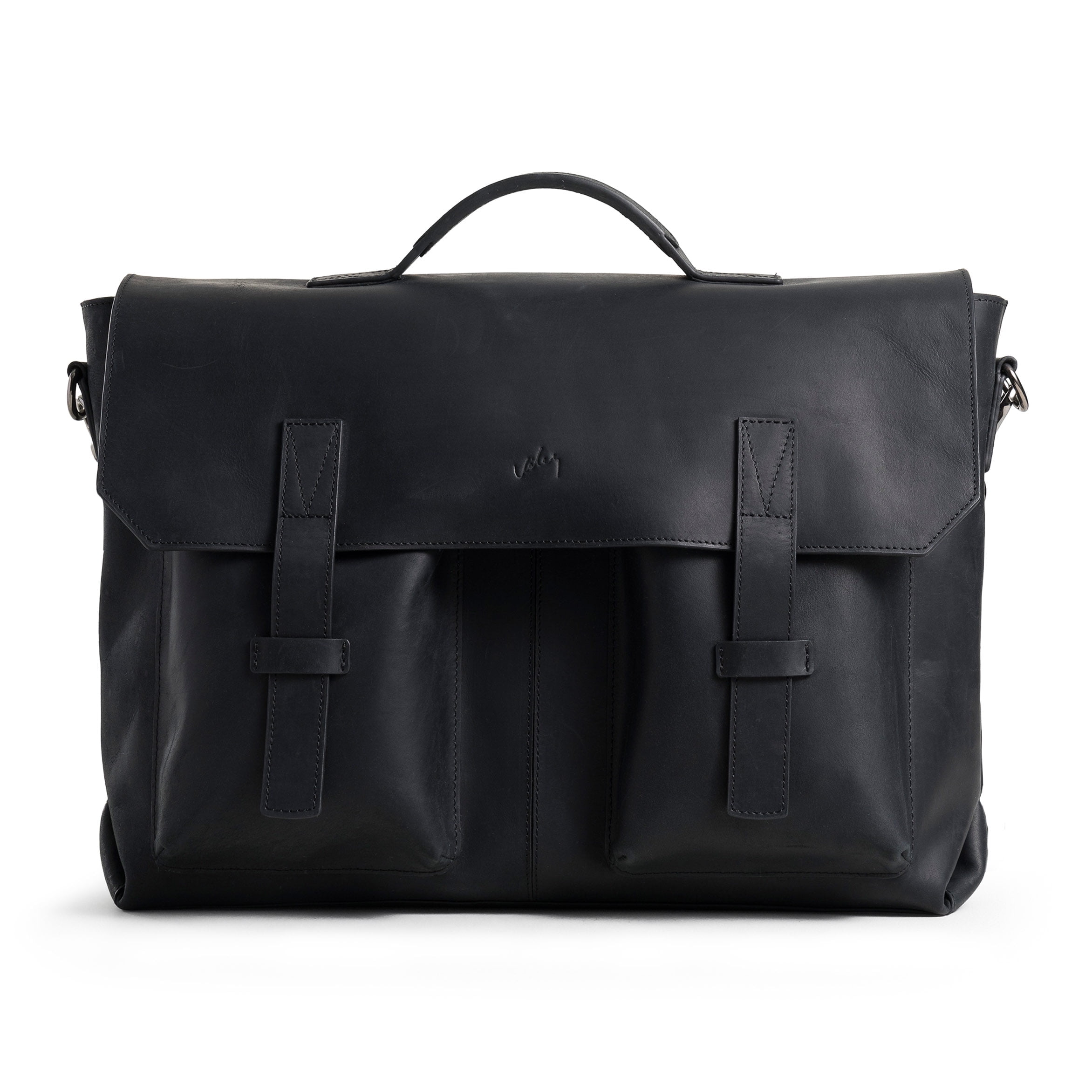 VELEZ Black Top Grain Leather Vintage Laptop Bags for Men Briefcase ...