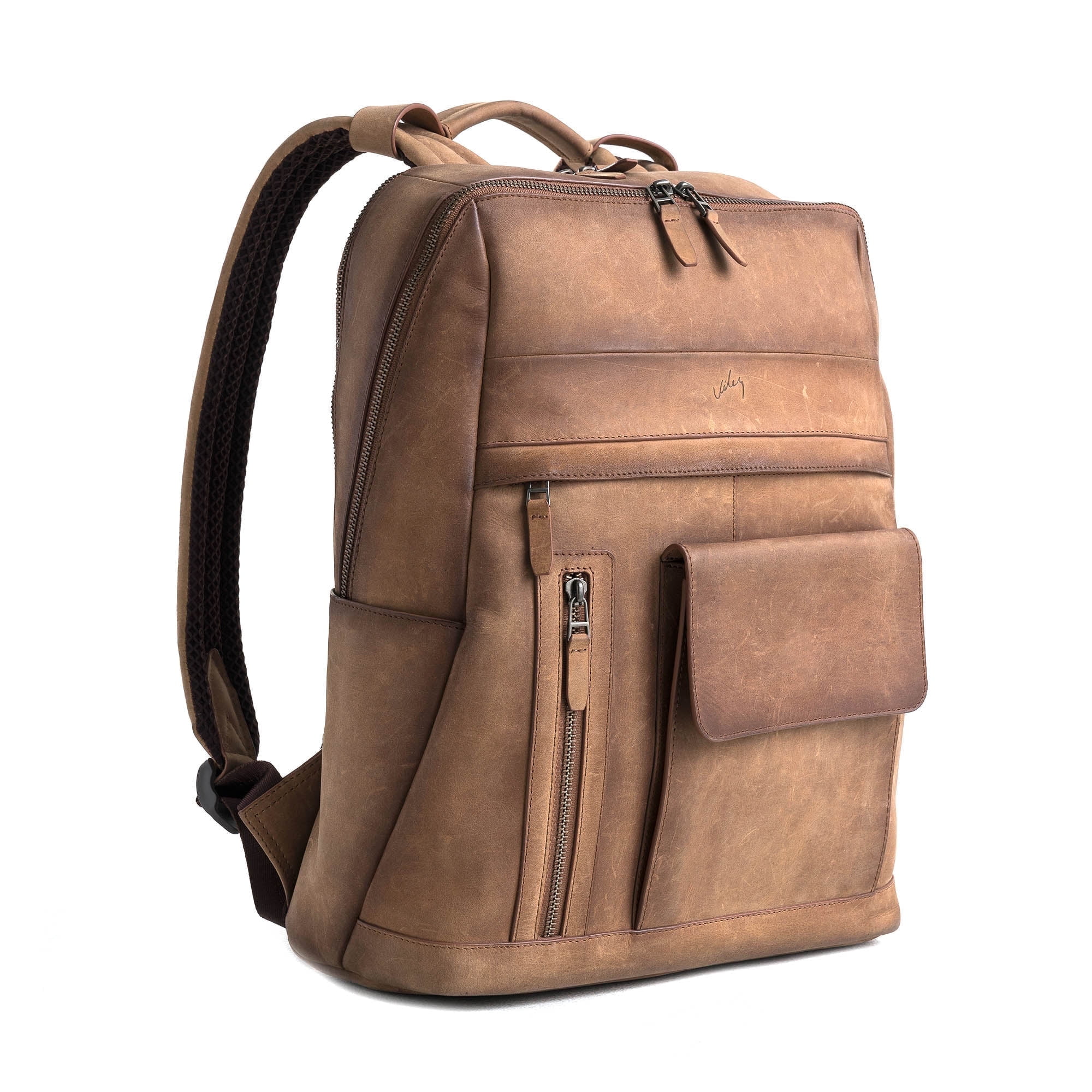 VELEZ Handcrafted Brown Leather Backpack for Men- Daypack, Laptop Bag ...
