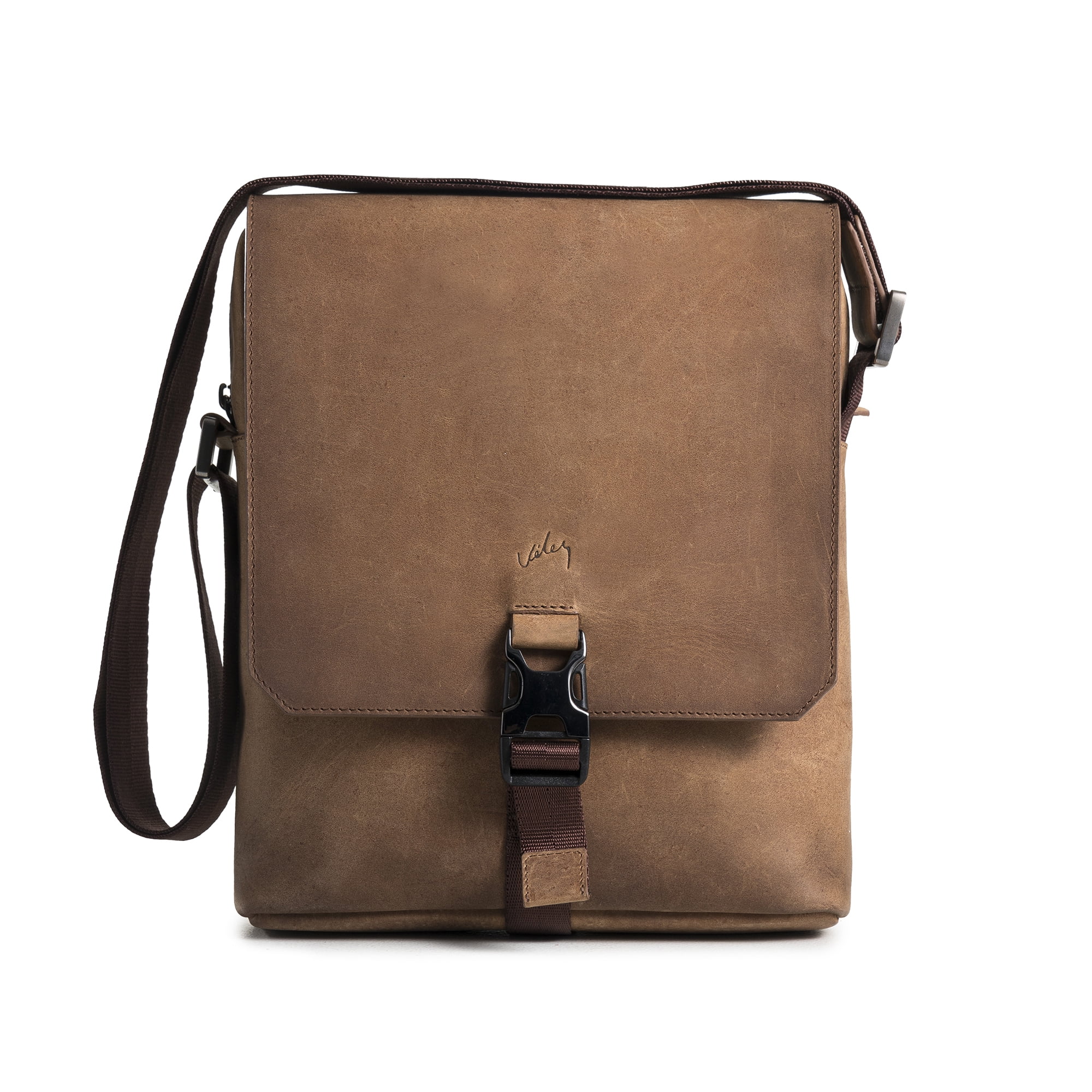 VELEZ Brown Top Grain Leather Bag For Men Small Vintage Crossbody Purse ...