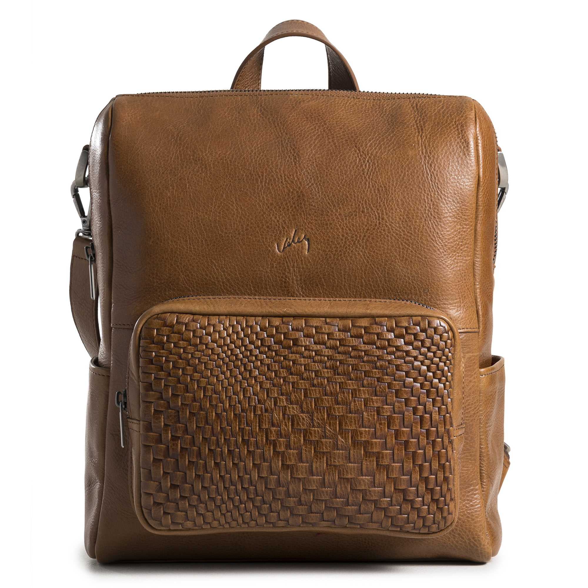 VELEZ Brown Top Grain Leather Mini Backpack For Women Small Bag Purse ...