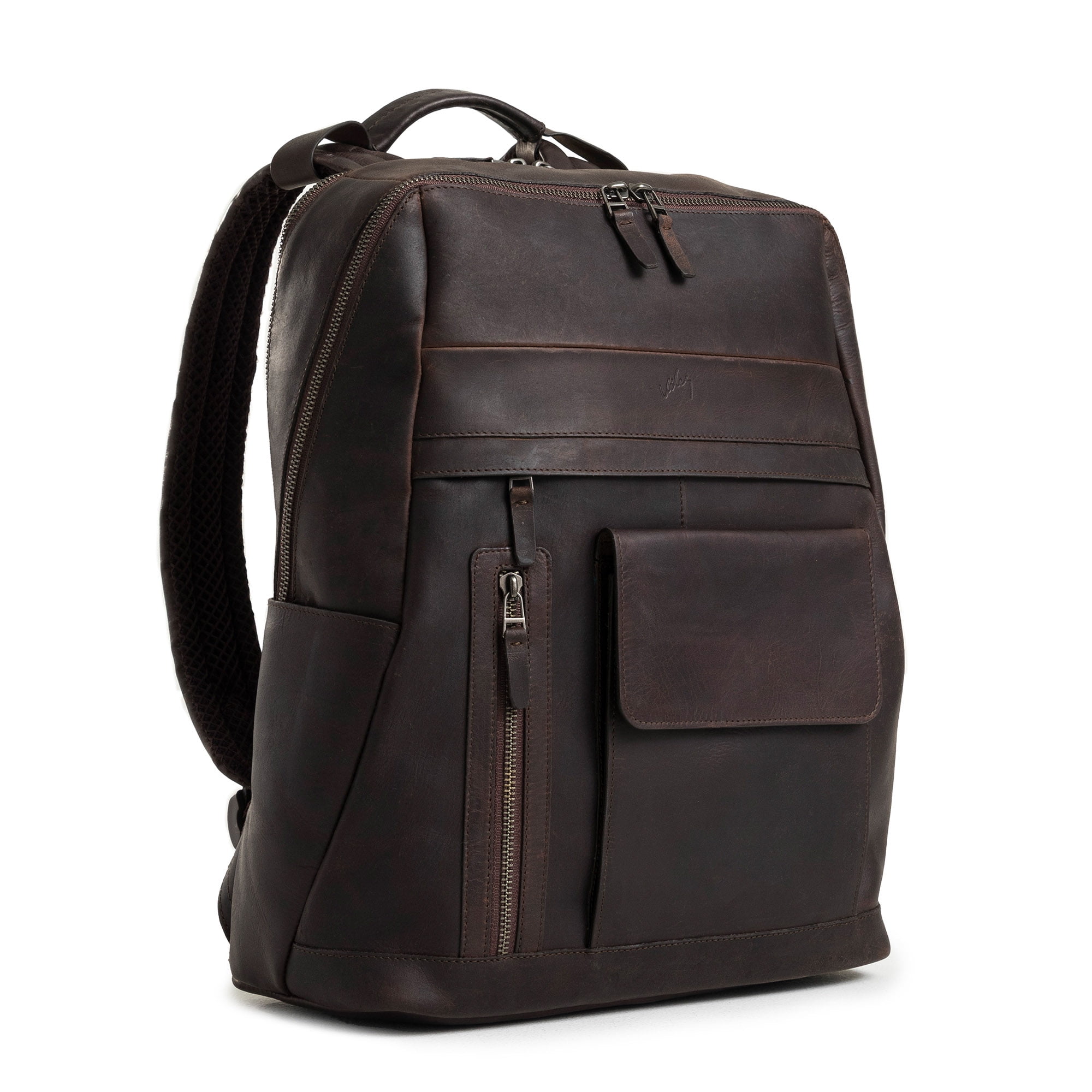 Free Shipping! VELEZ Dark Brown Top Grain Leather Backpack for Men ...