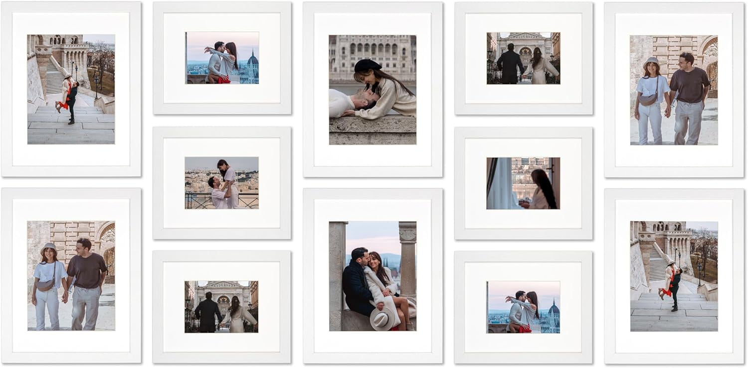 VELISTA 12 Piece Large Rectangle Gallery Wall Frame Set - Photo Frames With Mat 8x10 and 11x14 ...