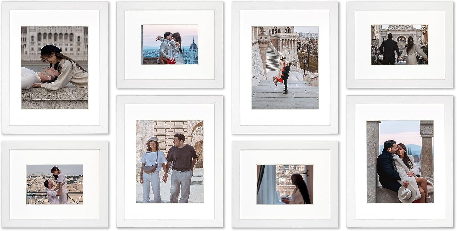 VELISTA 8 Piece Large Rectangle Gallery Wall Frame Set - Photo Frame Set with Mat 5x7 and 8x10 ...