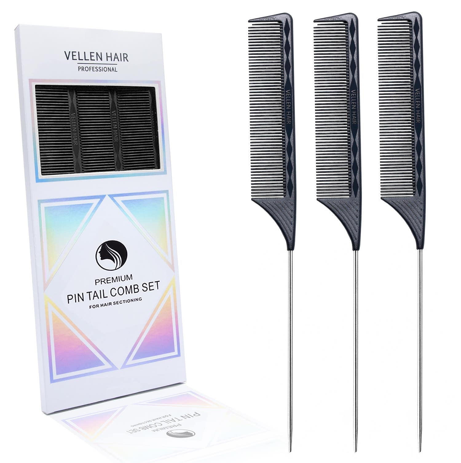 VELLEN HAIR® ULTIMATE PIN TAIL COMBS 3 PACK - BLACK - Walmart.com