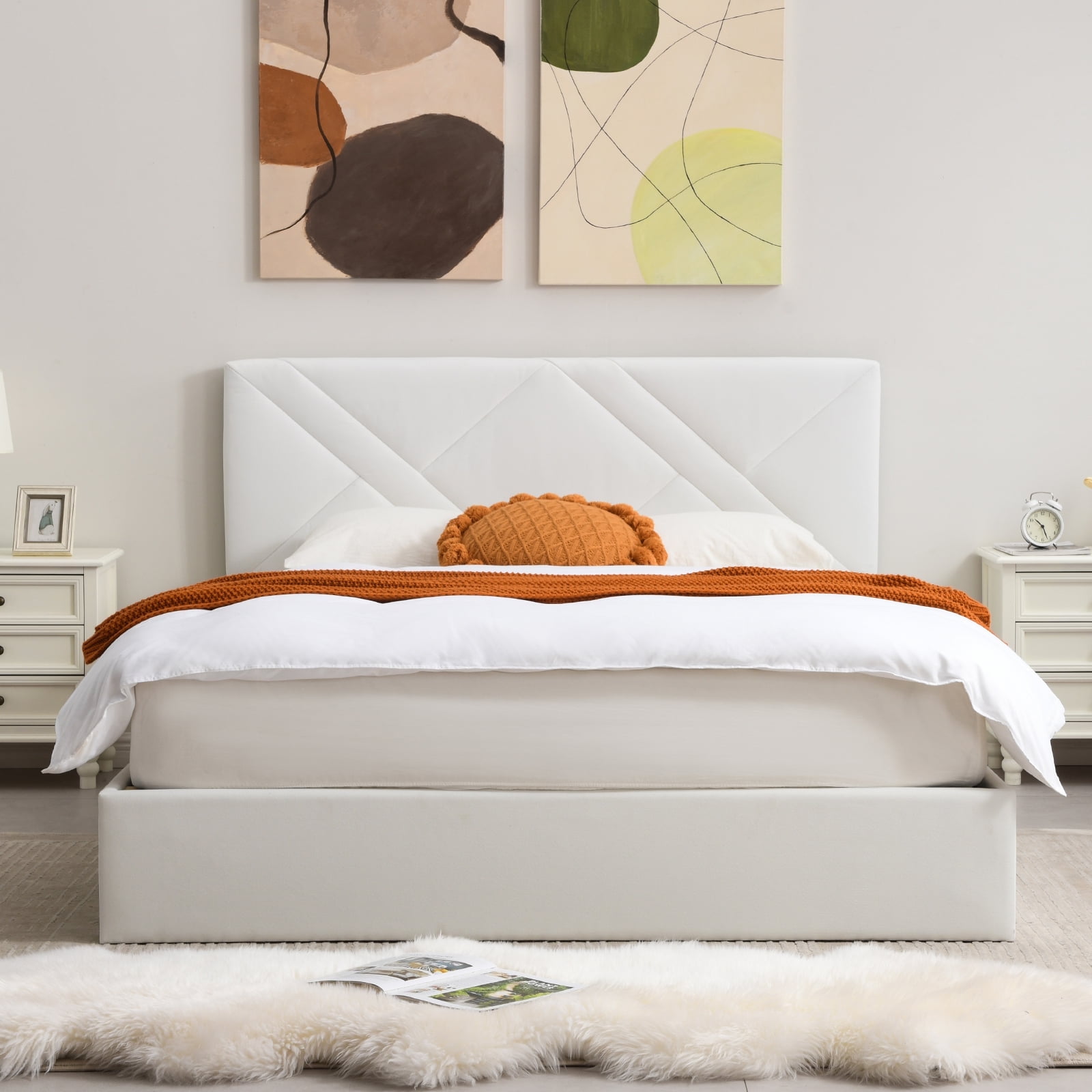 VELOCAVA Queen Size Upholstered Platform Bed with Storage Underneath ...