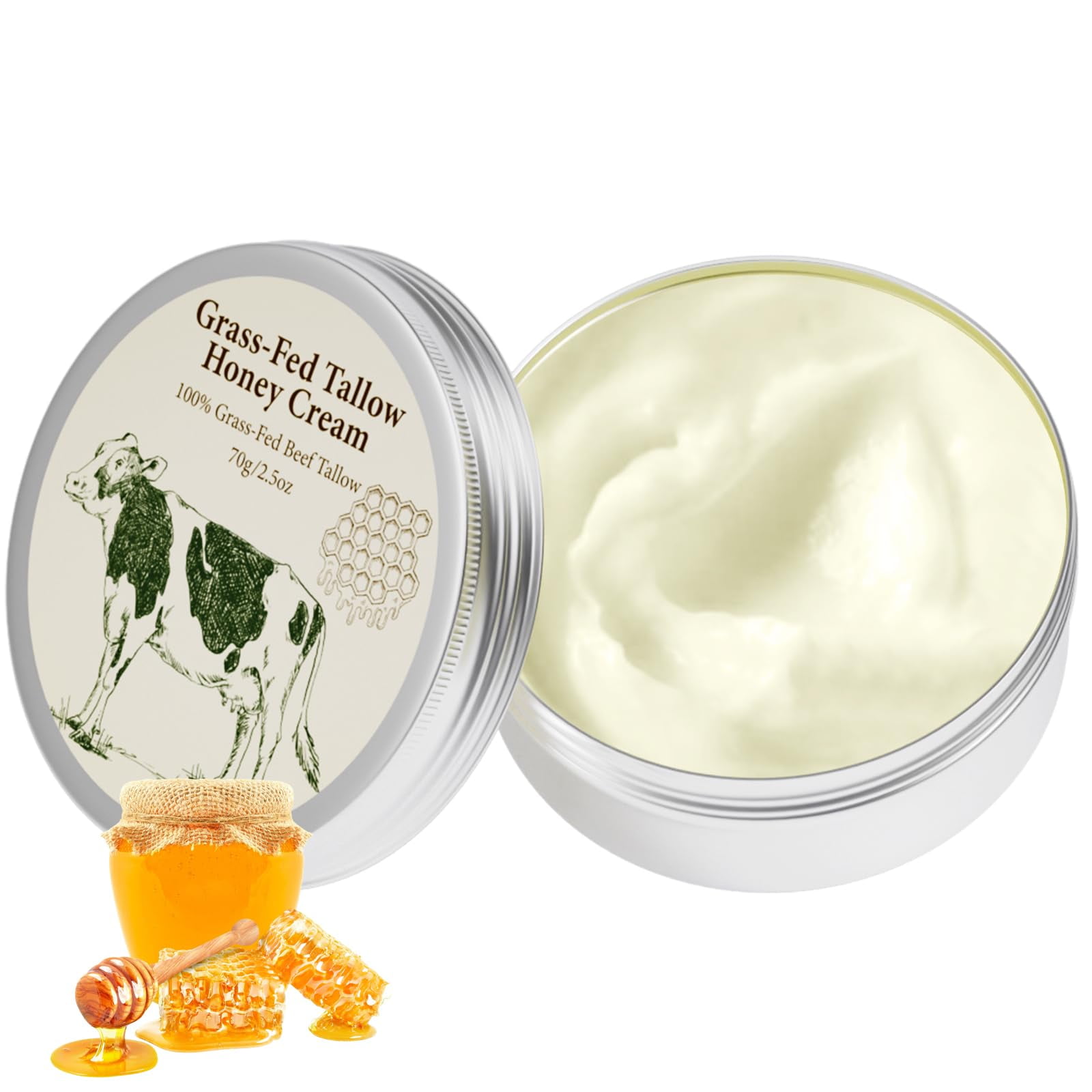 VELOSVIE Beef Tallow, Beef BCA3 Tallow for Skin, Tallow and Honey Balm ...