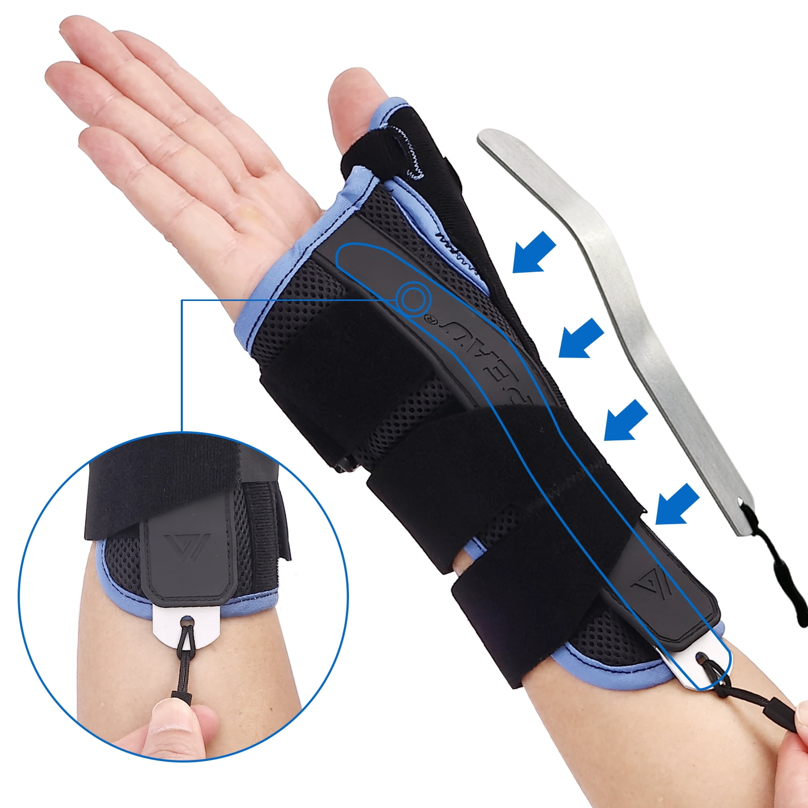 VELPEAU Wrist Brace with Thumb Spica Splint (Right Hand, Large ...