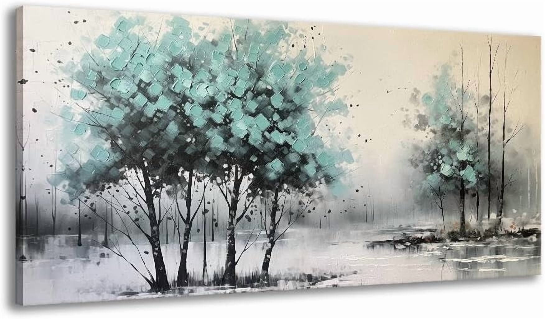 VELVET Abstract Blue Tree Wall Art digo Picture Forest Canvas Nature ...