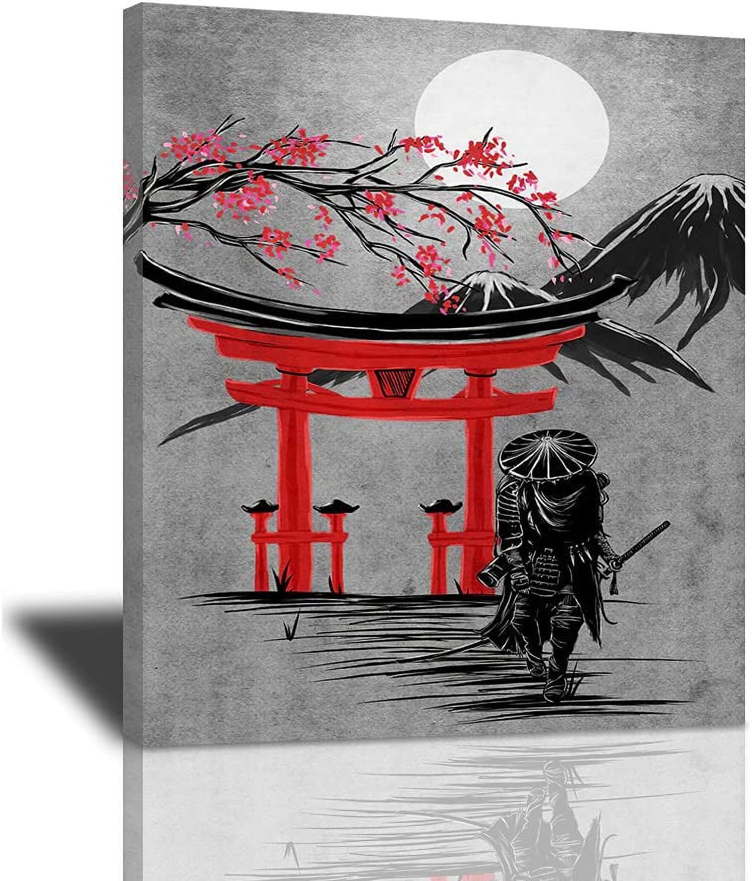 VELVET Armored Samurai Canvas Wall Art Torii Canvas Patg For Wall Cool ...