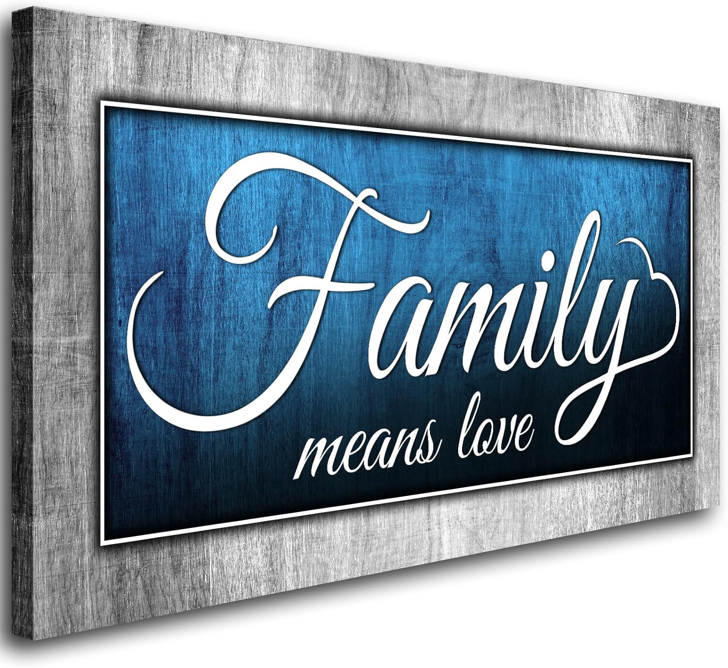 VELVET Blue Canvas Wall Art Livg Room-Family Means Love Wall Patg ...