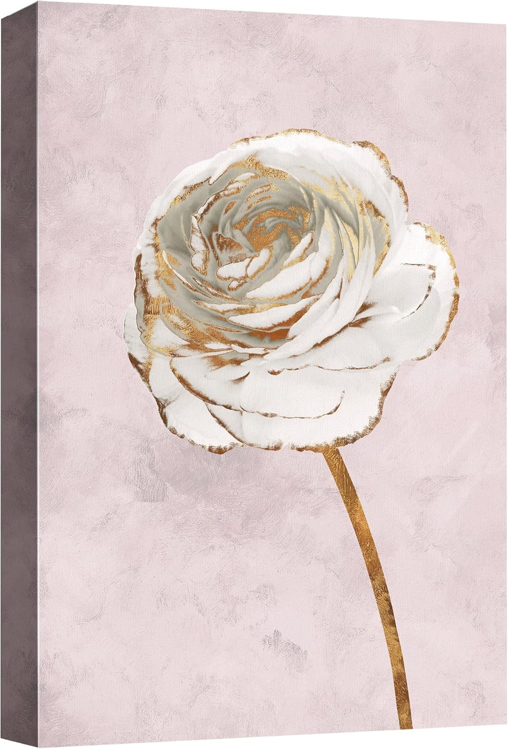 VELVET Canvas Prt Wall Art Gold White Pk Pastel Garden Carnation Flower ...