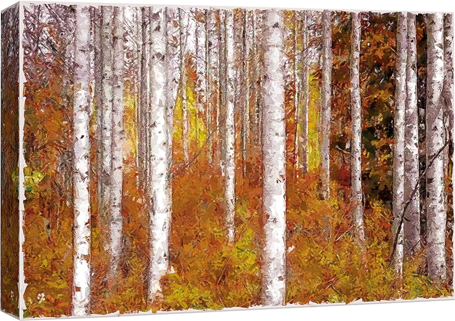 VELVET Canvas Prt Wall Art Pat Stroke Birch Trees with Brown Leaves ...