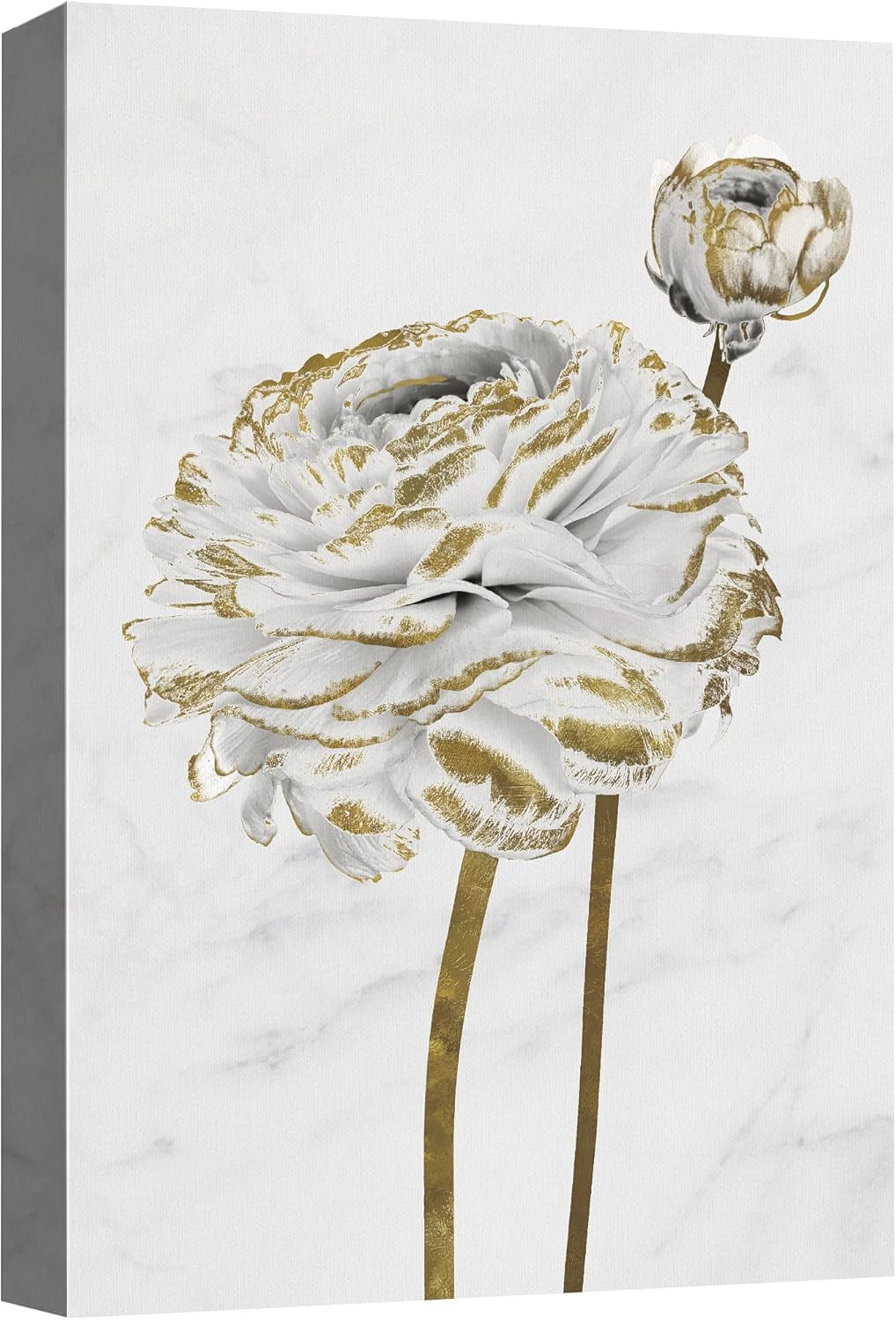 VELVET Canvas Prt Wall Art White Gold Carnation Garden Flower Plant ...