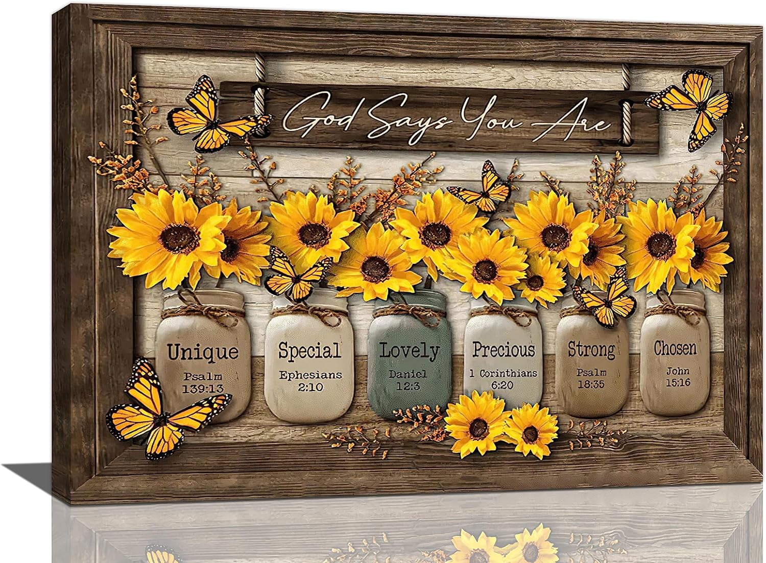 VELVET Christian Sunflower Wall Art Rustic Sunflower Butterfly Pictures ...