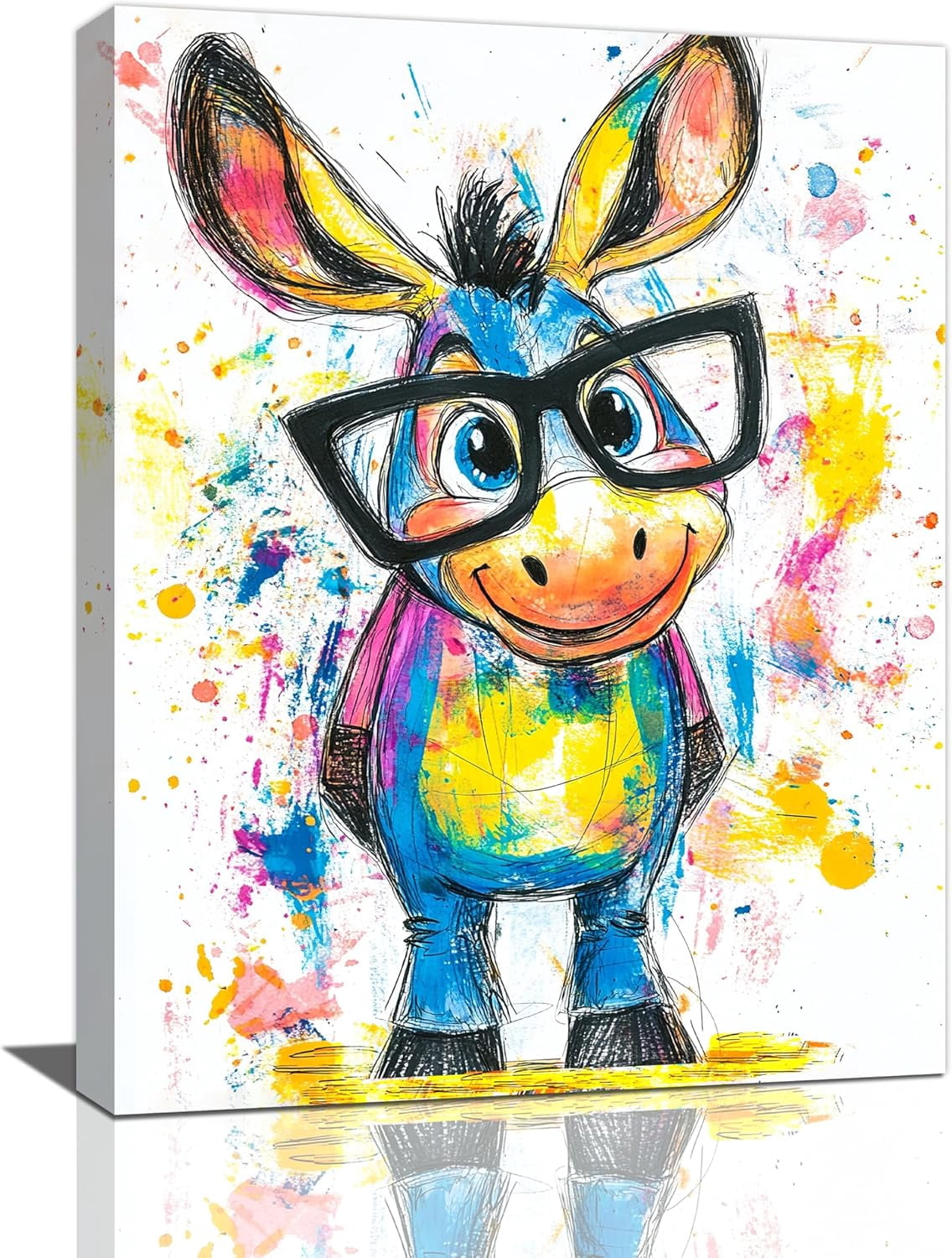 VELVET Donkey Wall Art Funny Cute Donkey Pictures Wall Decor Canvas ...