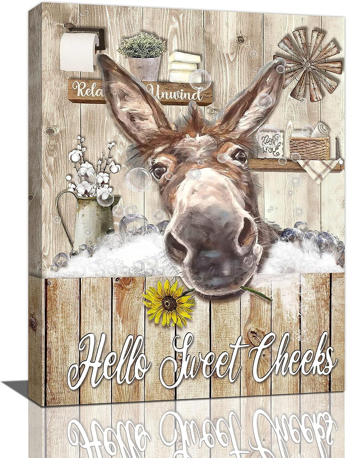 VELVET Donkey Wall Art Rustic Donkey Bathroom Decor Farmhouse Pictures ...