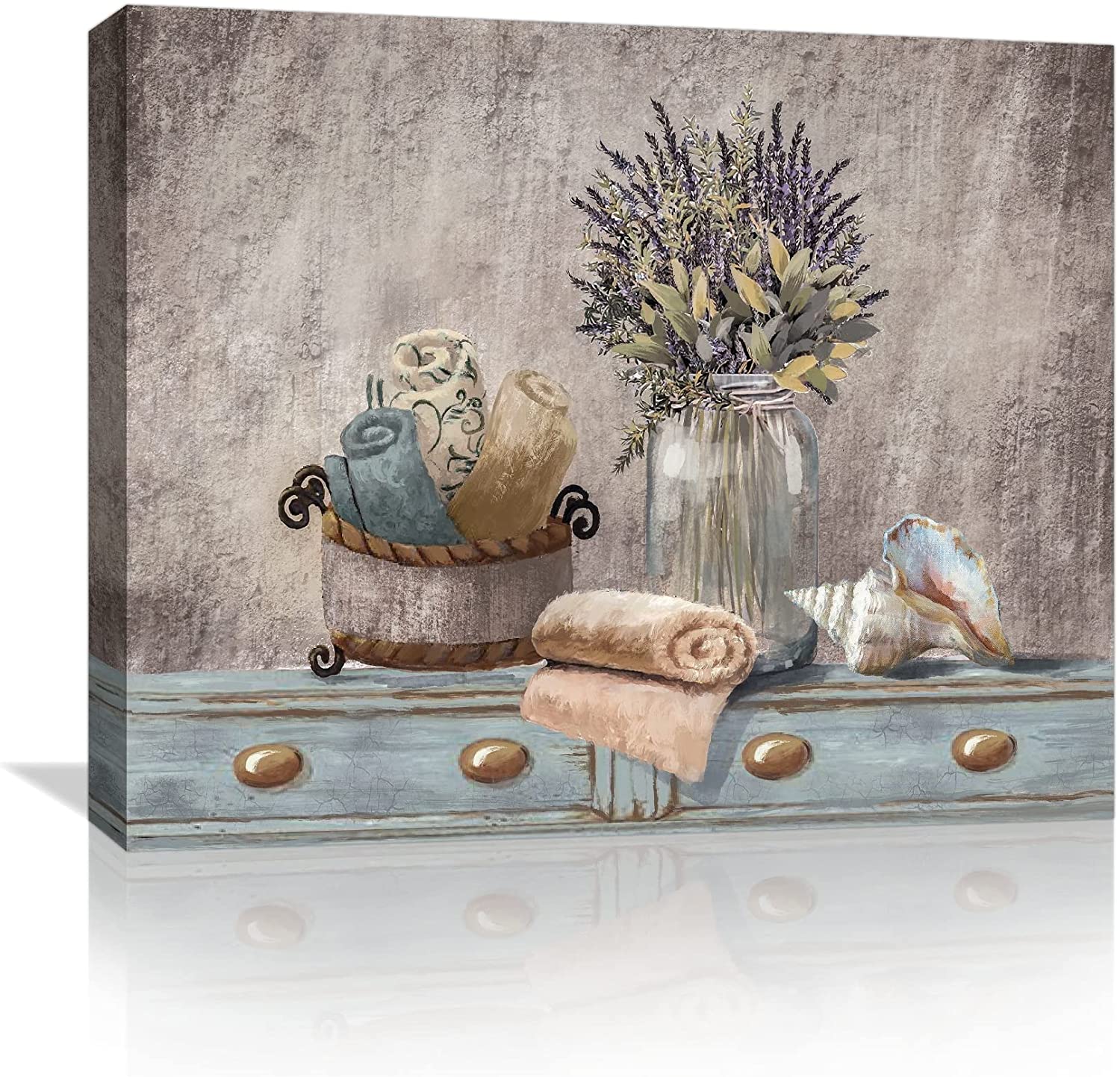 VELVET Farmhouse Canvas Wall Art Flowers Wall Decor Brown Theme Rustic ...