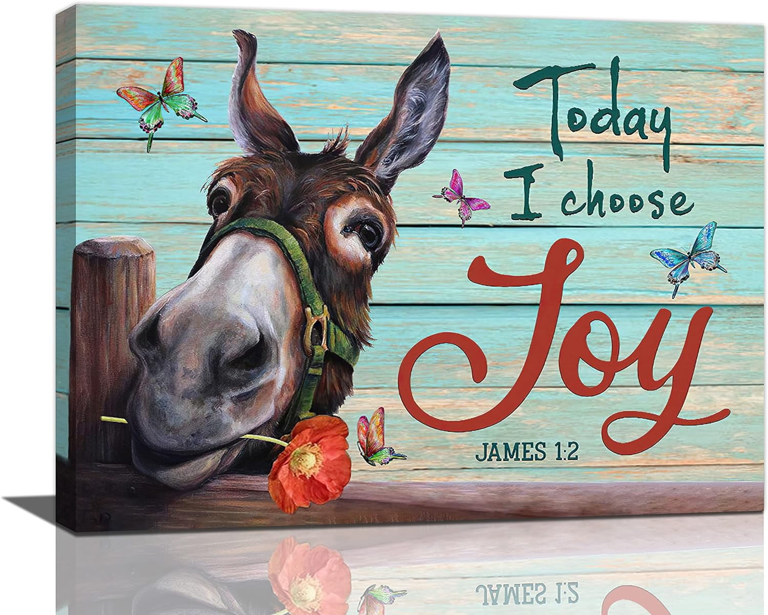 VELVET Farmhouse Donkey Wall Art Rustic Country Animal Butterfly ...