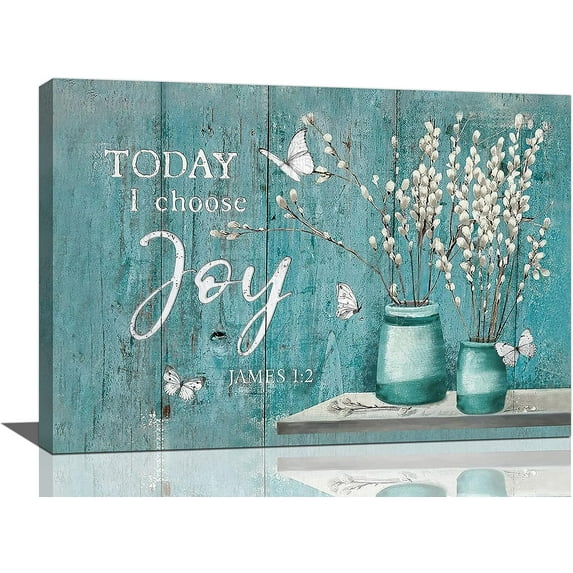 VELVET Farmhouse Teal Flower Wall Art Rustic Floral Butterfly Pictures ...