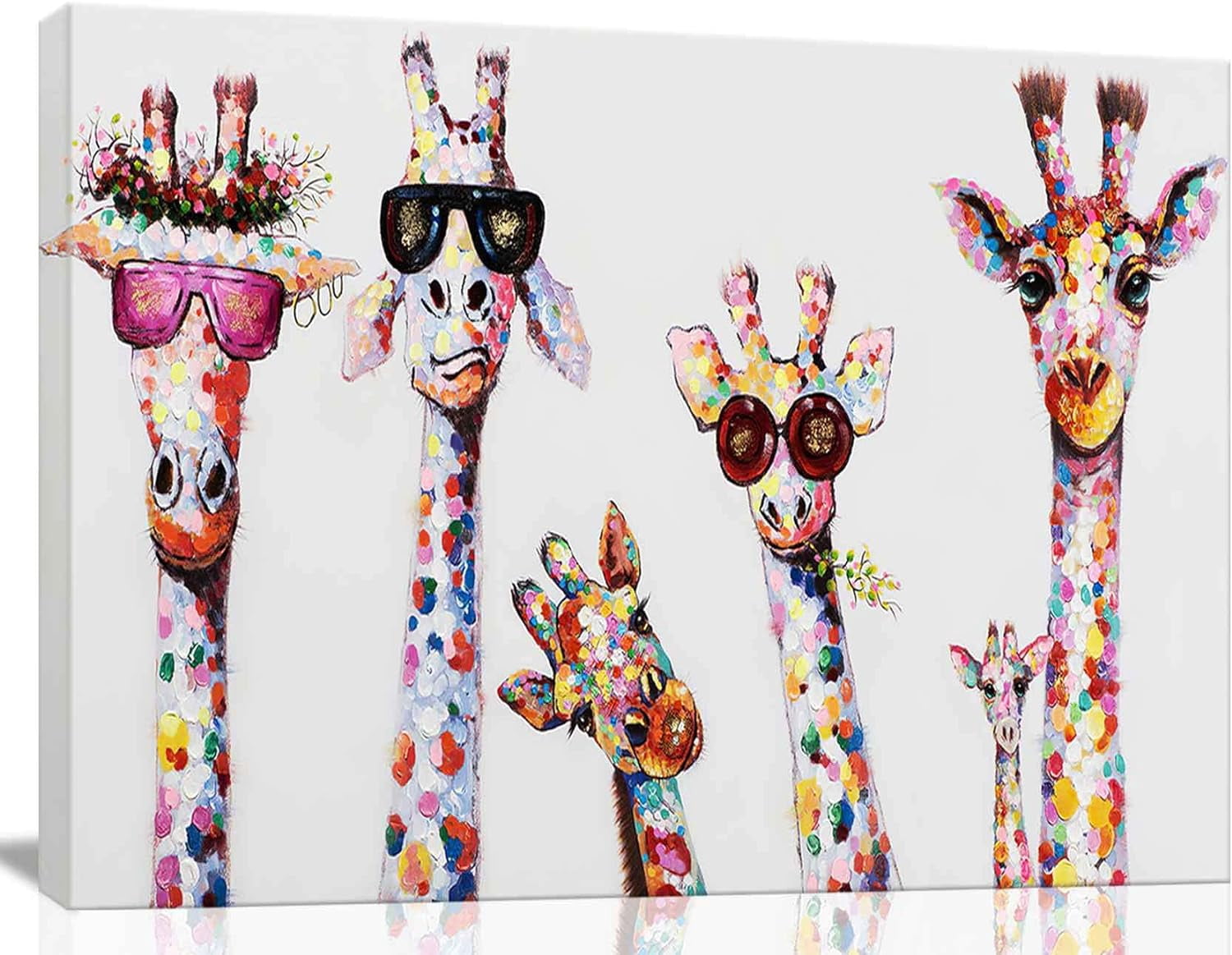 VELVET Funny Animals Canvas Wall Art Decor Lovely Giraffes Family ...