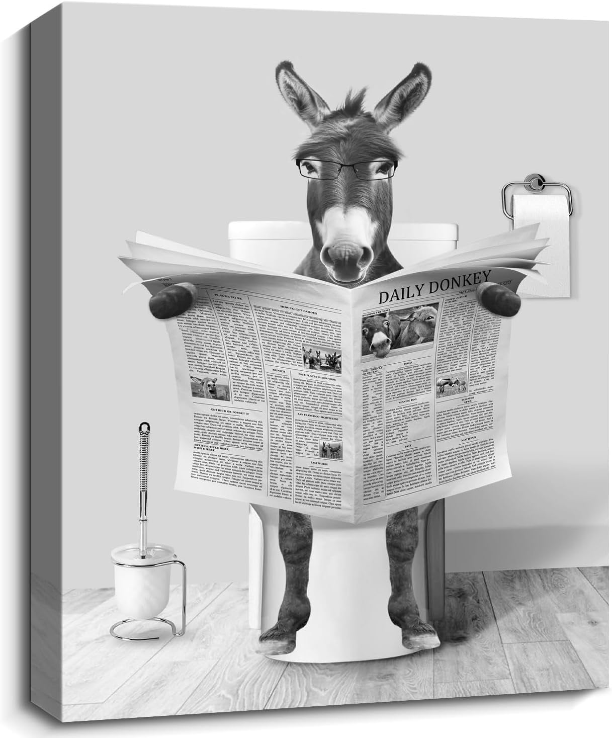 VELVET Funny Donkey Wall for Humorous Donkey On Toilet Read Newspaper ...