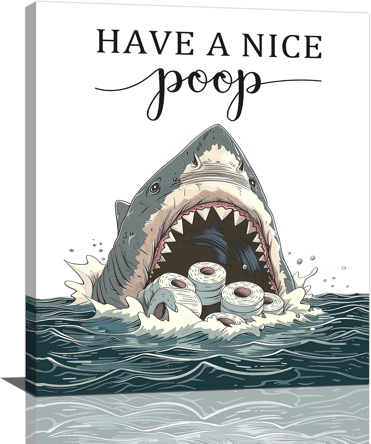 VELVET Funny Shark Bathroom Wall Art Ocean Shark Pictures Wall Decor ...