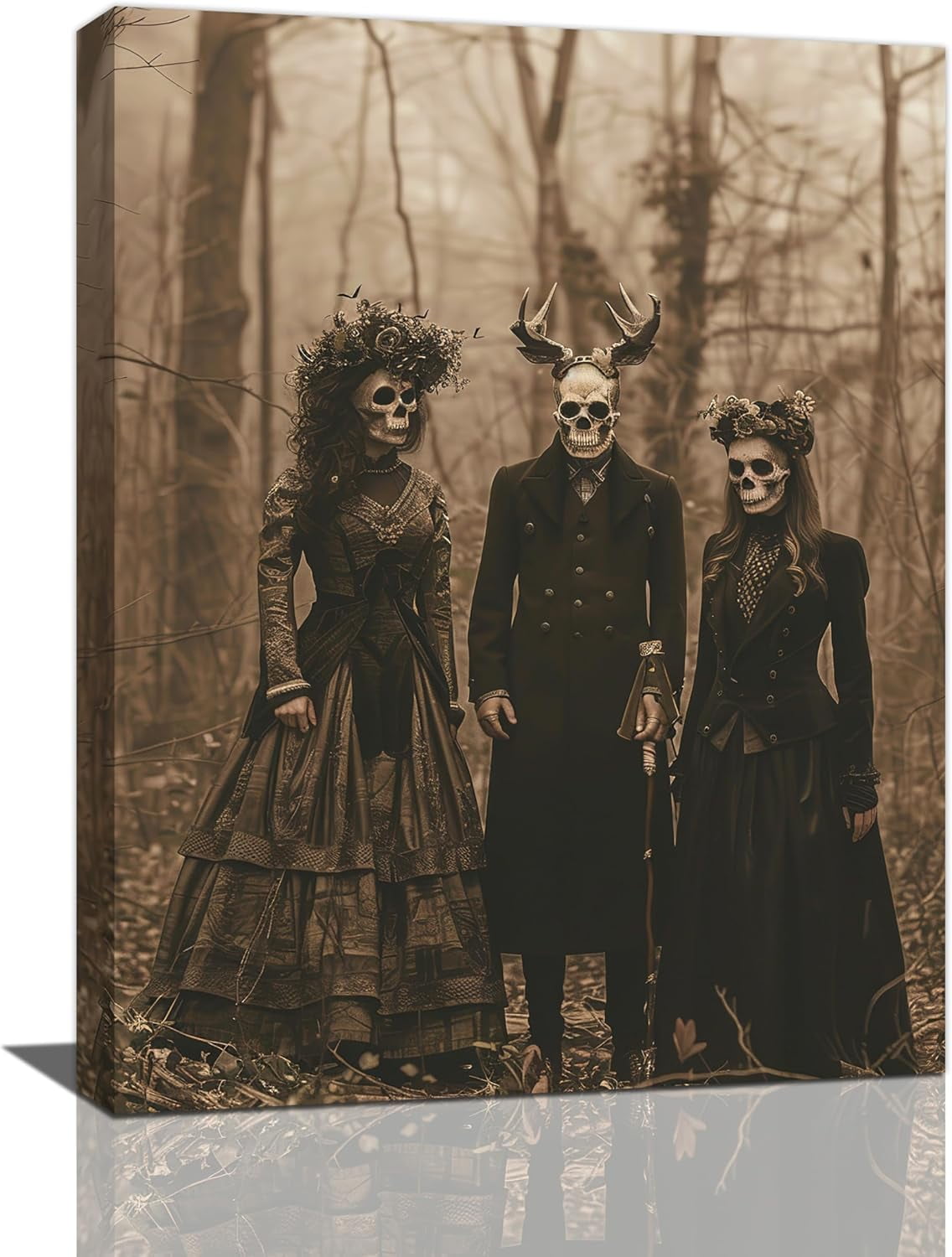 VELVET Gothic Skull Wall Art Pictures Goth Skeleton Wall Decor Canvas ...