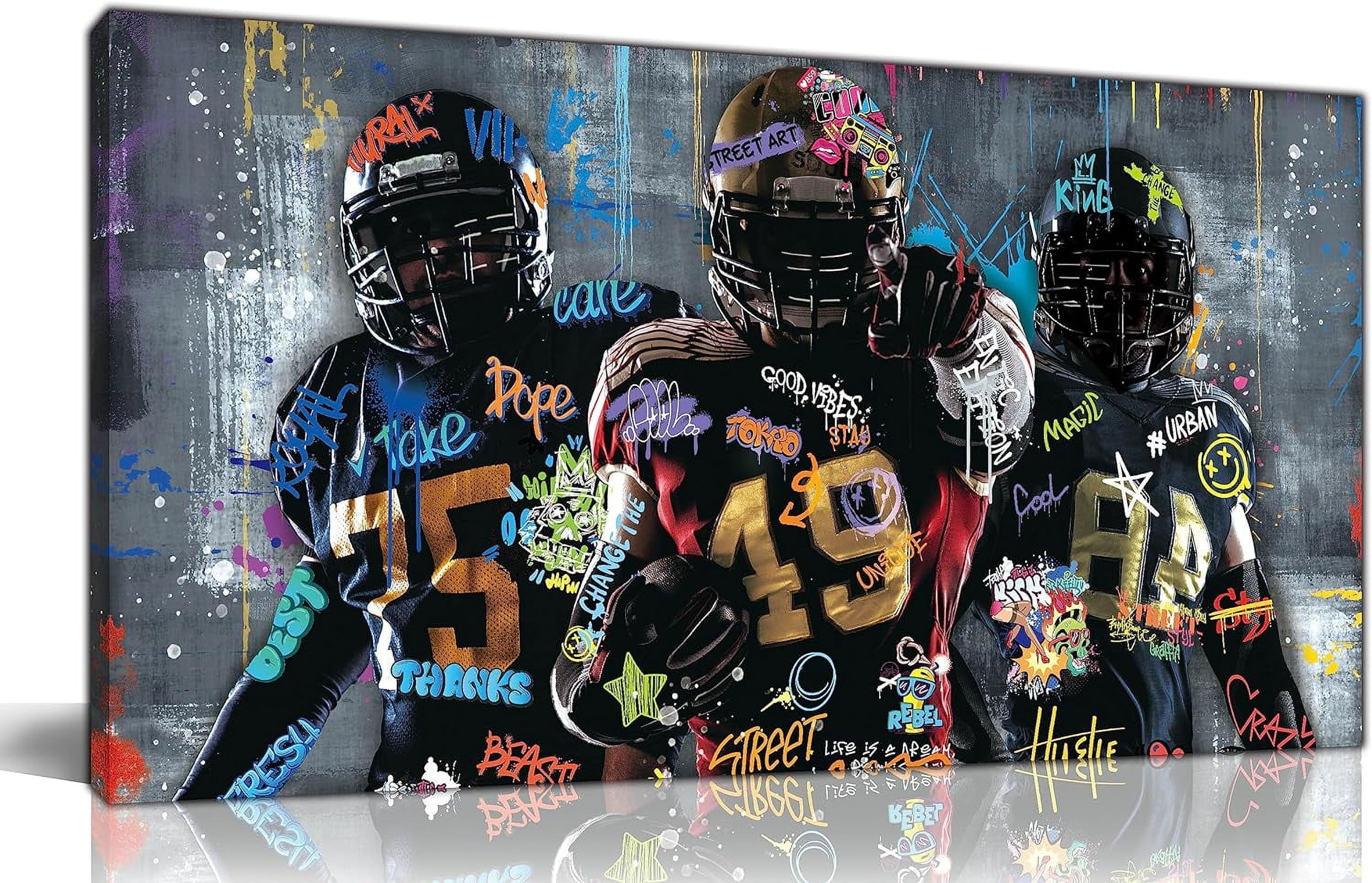 VELVET Graffiti Rugby Wall Art for Livg Room, Large Canvas Wall Art Prt ...