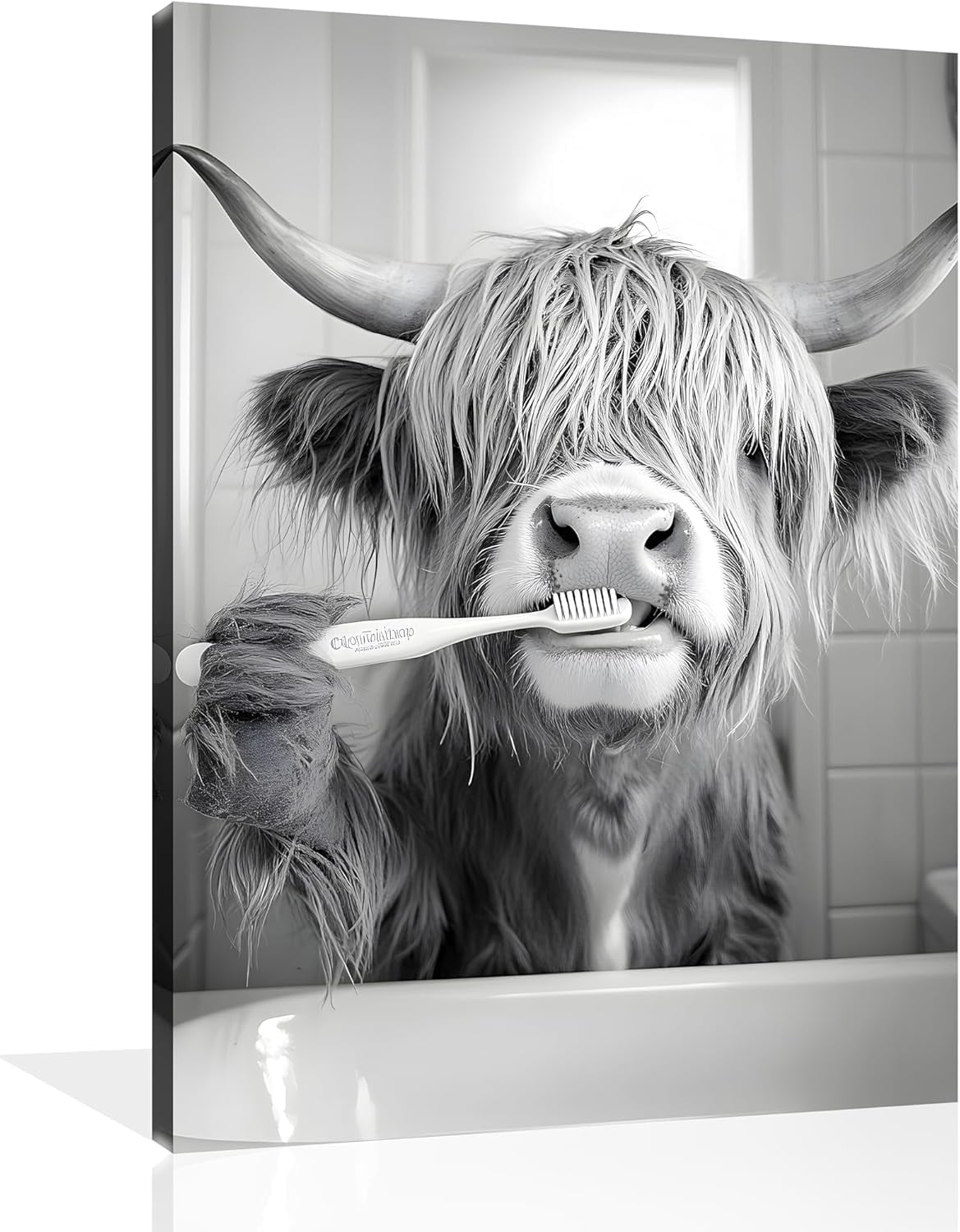 VELVET Highland Cow Bathroom Canvas Wall Art Funny Animals Bathroom ...