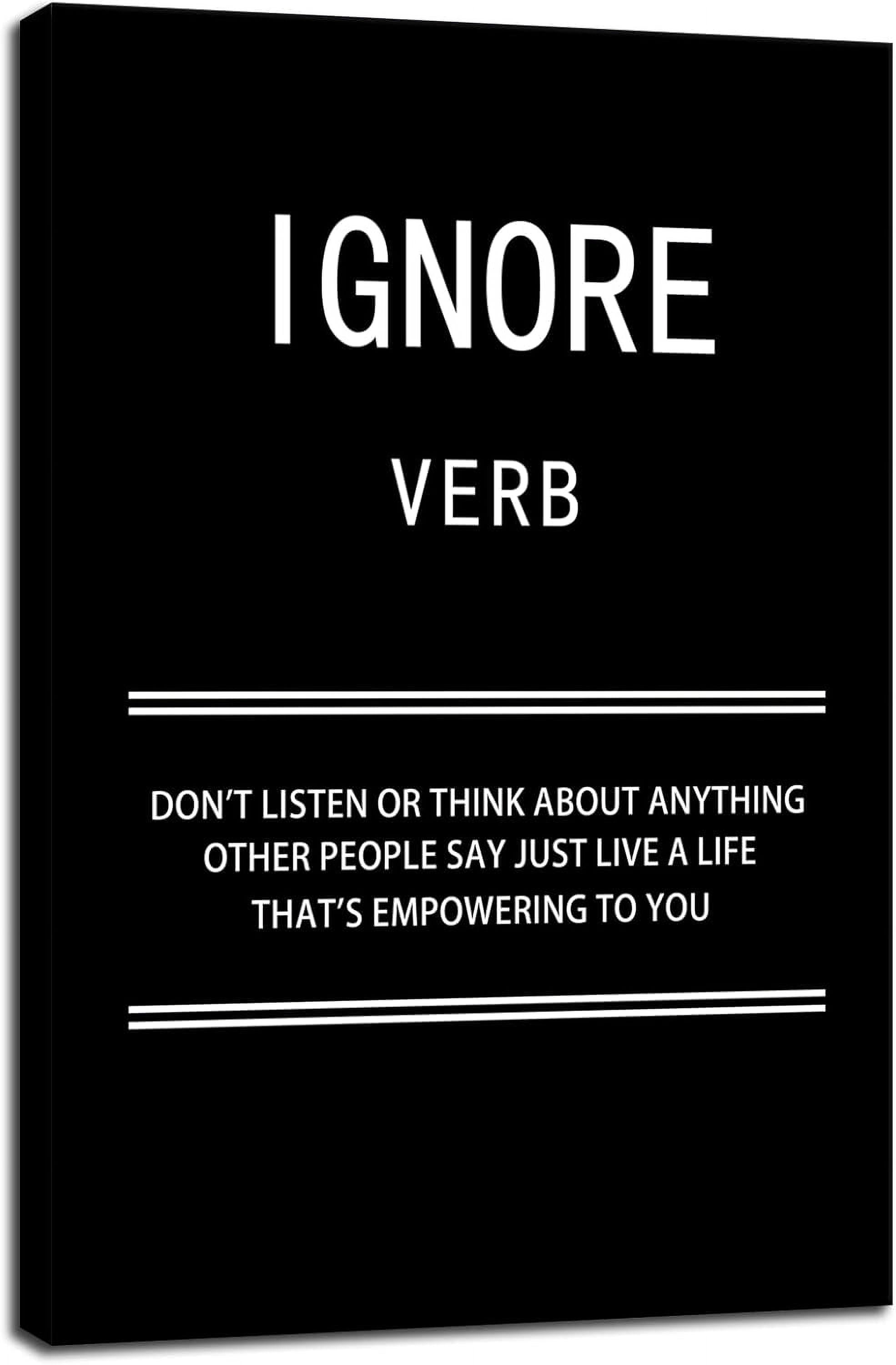 VELVET Ignore Verbspirational Canvas Wall Art for Office Motivational ...