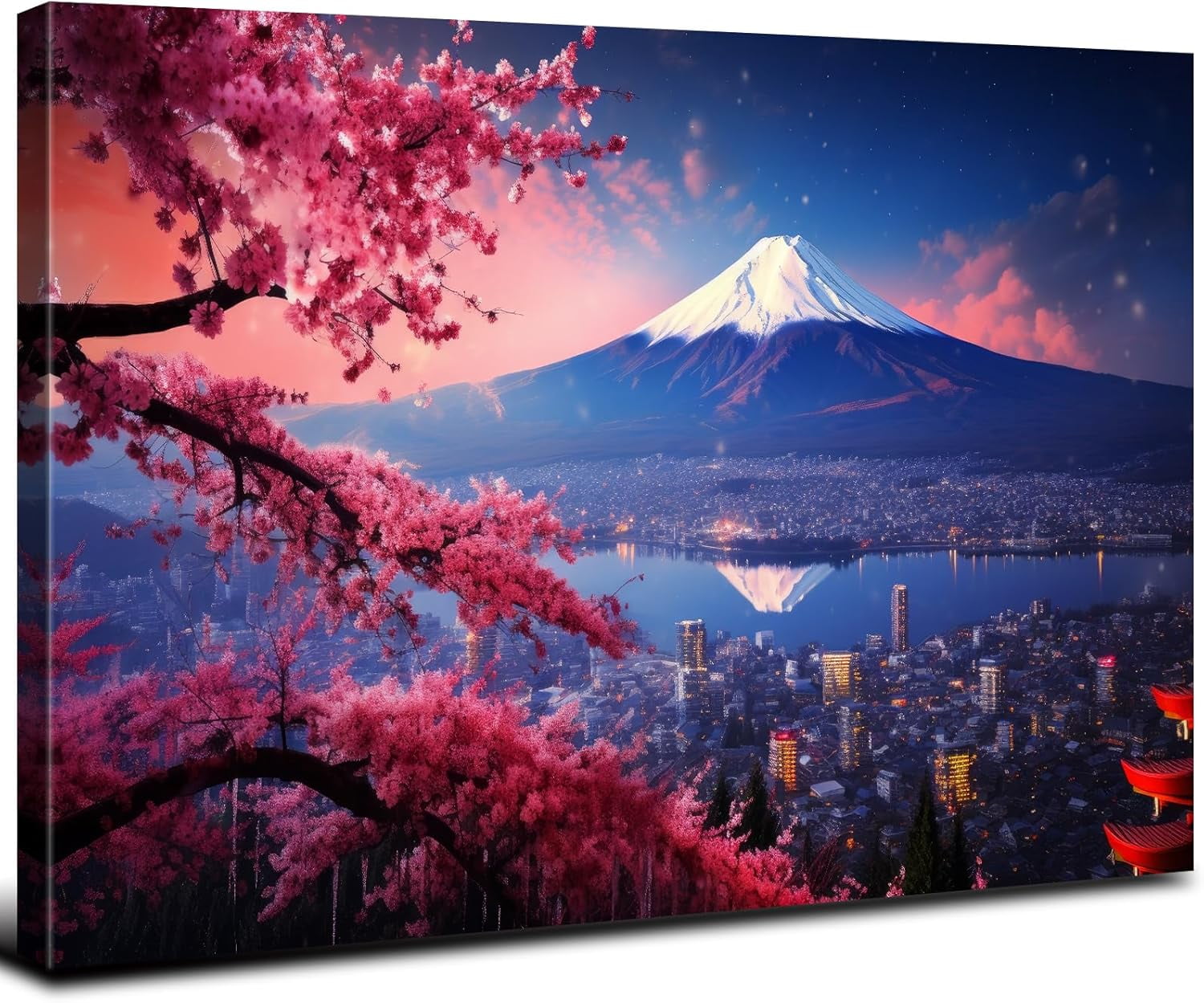 VELVET Japanese Cherry Blossom Wall Art Asian Nature Landscape Romantic ...