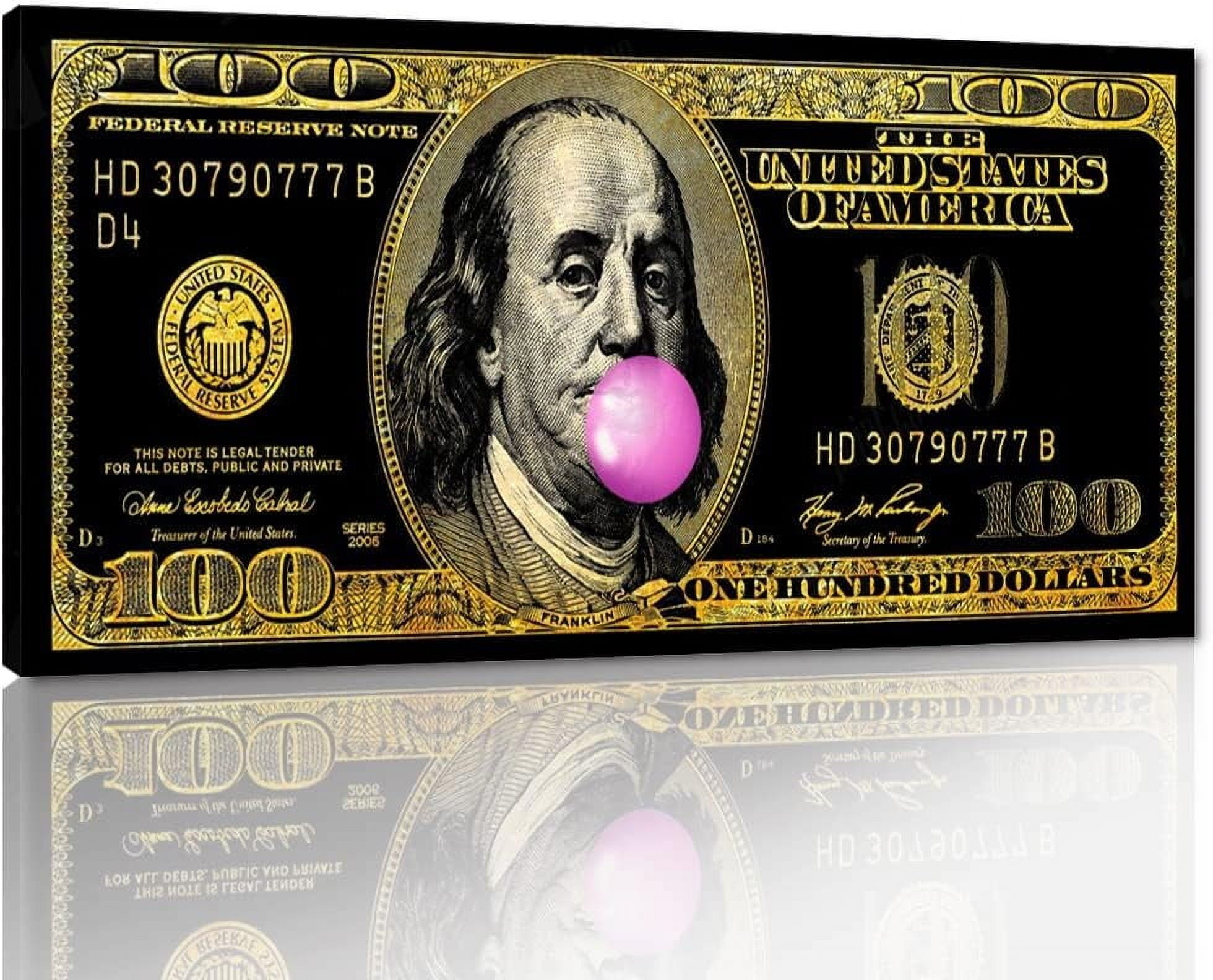 VELVET Large 1 Big Panel Motivational Money Art Prt Dollars Canvas wall ...
