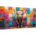 VELVET Large Cow Pictures Wall Art Abstract Animals Painting Canvas ...