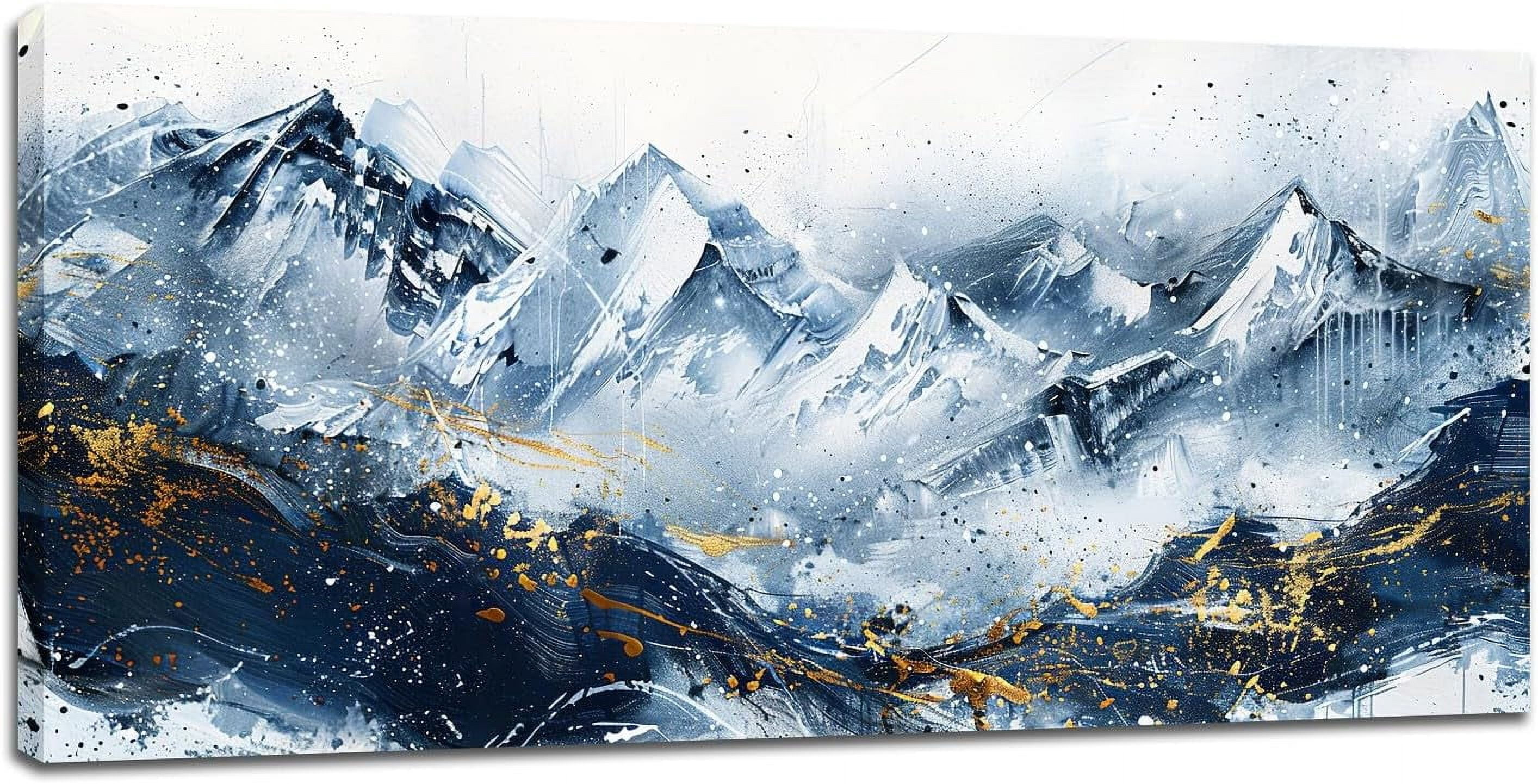 VELVET Large Mounta Wall Art Abstract River Canvas Over Livg Room ...