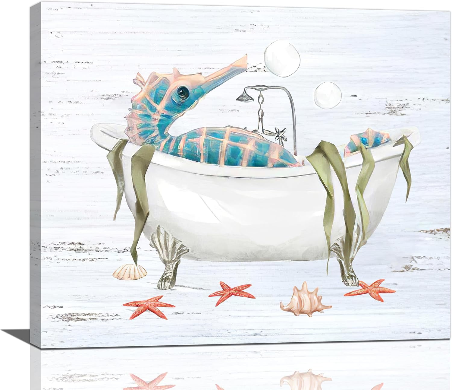 VELVET Sea Horse Wall Art Funny Bathroom Pictures Wall Decor Ocean ...