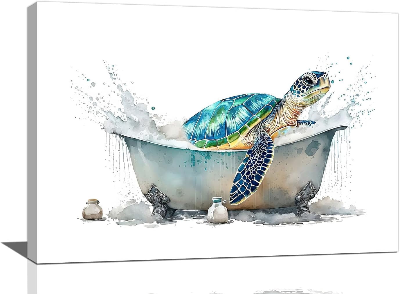 VELVET Sea Turtle Bathroom Decor Wall Art Funny Turtle Bathtub Pictures ...