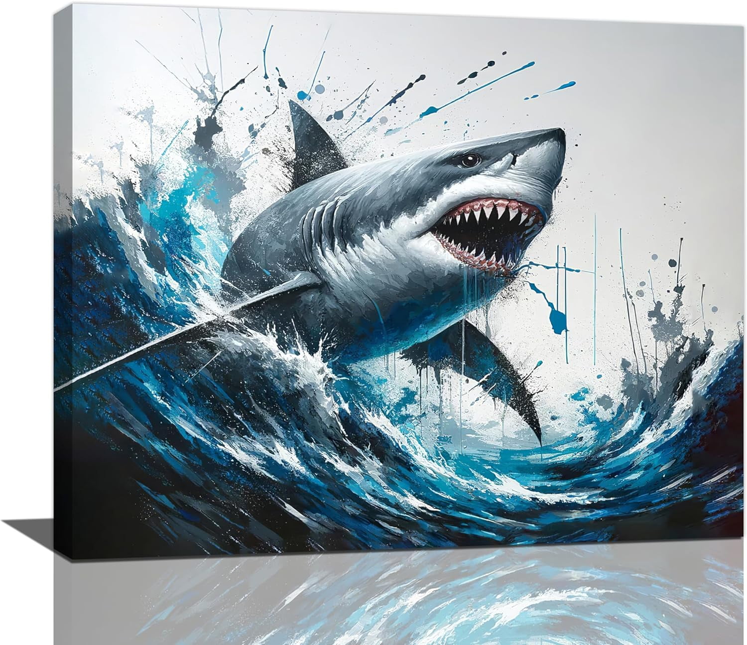 VELVET Shark Wall Art Ocean Pictures Sea Room Decor Navy Nautical ...