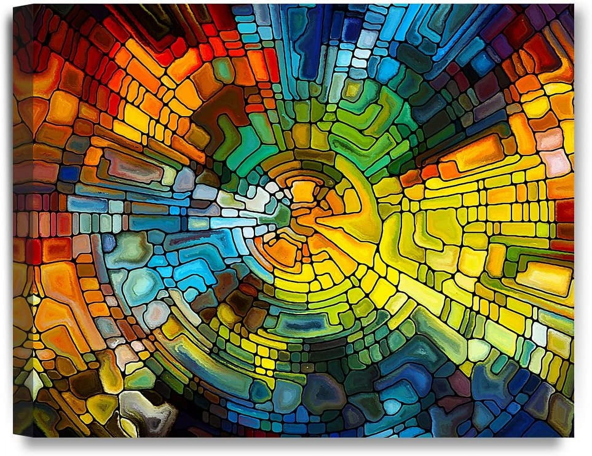 VELVET - Staed Glass Style Abstract Wall Art, Giclee Prt on Canvas ...