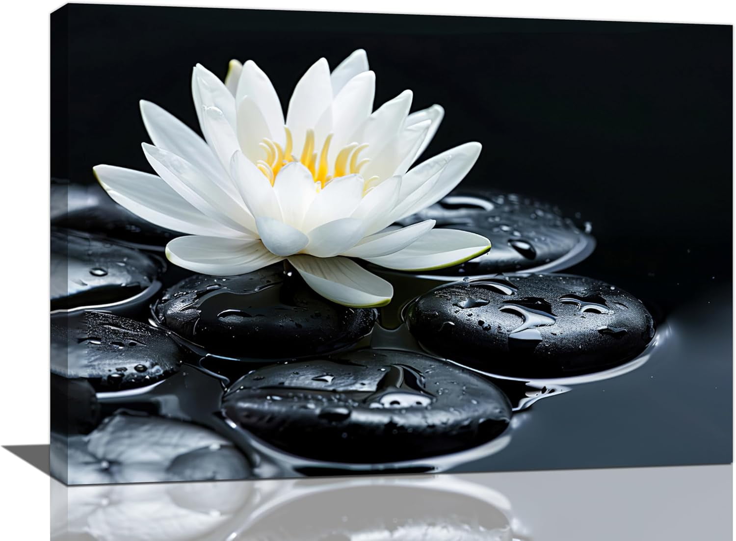 VELVET Zen Spa Wall Art Black Bathroom Stone Wall Decor Meditation ...