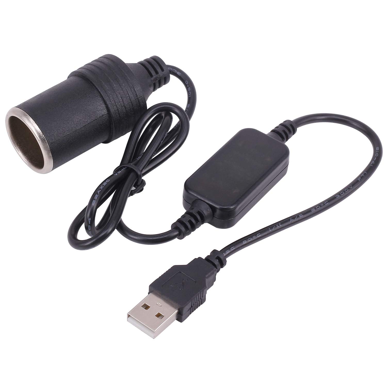 VEMNI 1m/3ft 5V USB to 12V Car Cigarette Lighter Socket Female Converter Adapter Cord for ...