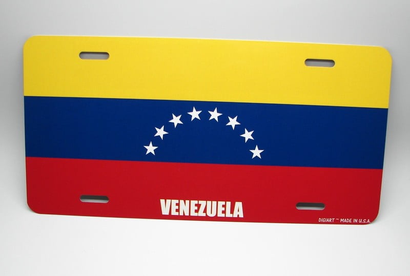 VENEZUELA FLAG METAL CAR LICENSE PLATE BANDERA DE VENEZUELA, VENEZUELAN ...