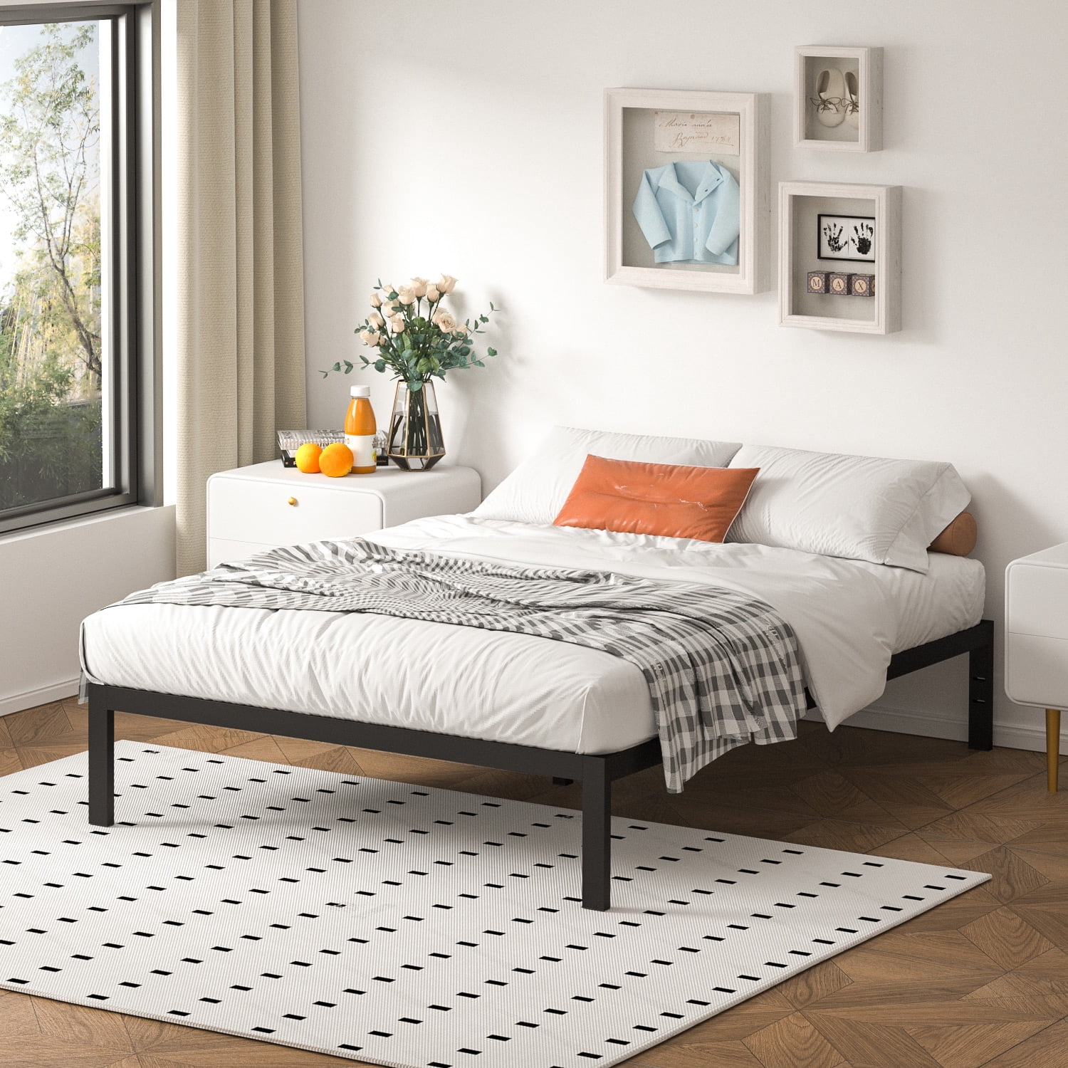 VENI 14" Heavy Duty Wide Metal Slat Deluxe Mattress Support Bed Frame ...