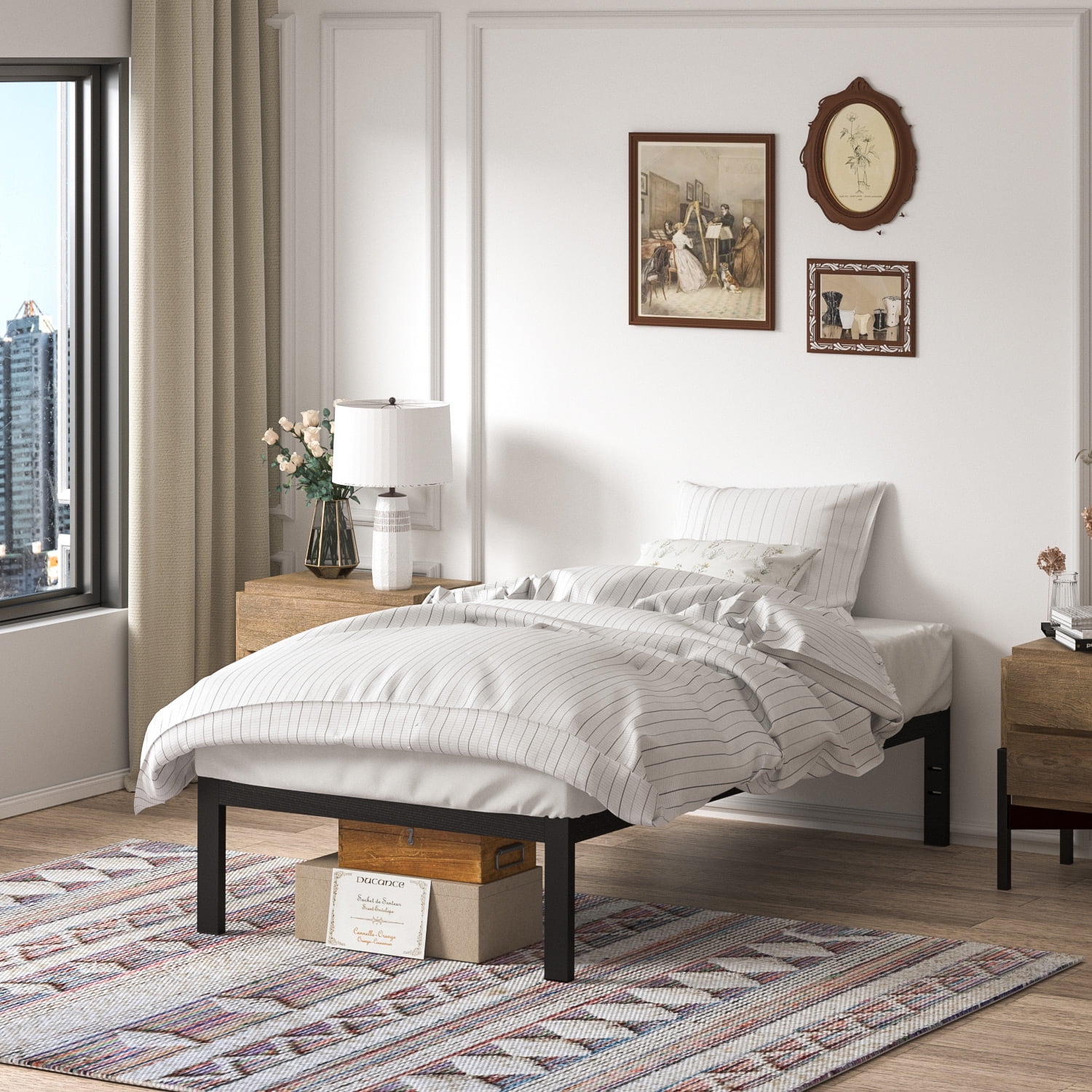 VENI 14" Heavy Duty Wide Metal Slat Deluxe Mattress Support Bed Frame ...